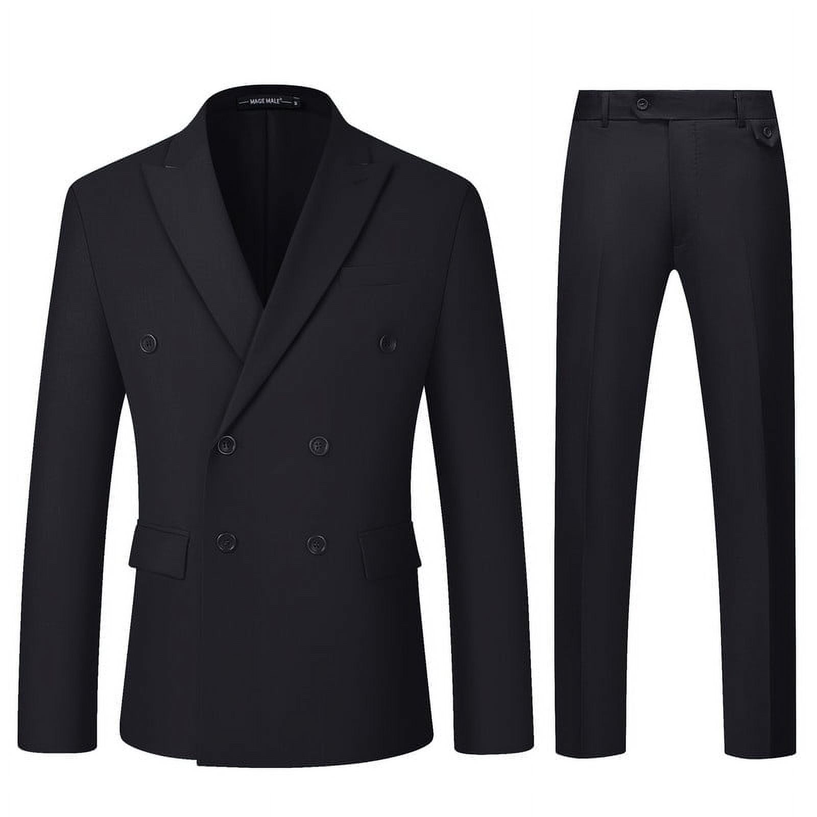 MAGE MALE Men's 2 Piece Suit Elegant Solid Double Breasted Slim Fit ...