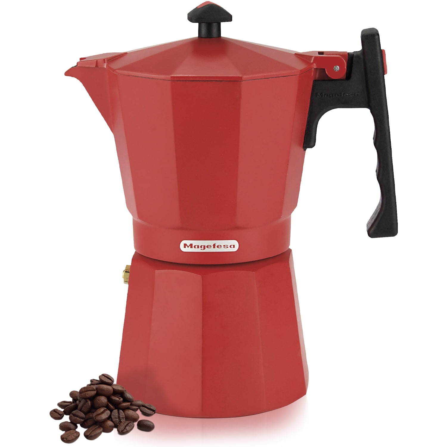 MAGEFESA Colombia Red Stovetop Espresso Moka Pot, 6-Cup/10 oz, Italian Coffee Maker for Cuban ...