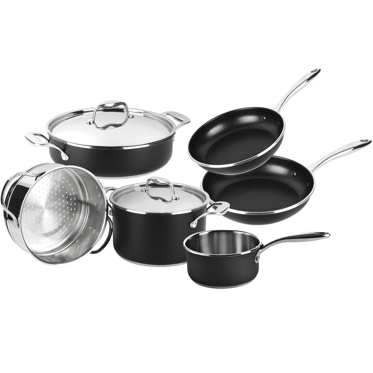 MAGEFESA PRISMA 8-Piece Stainless Steel Cookware Set, Nonstick Pots & Pans, Oven Safe to 392°F ...