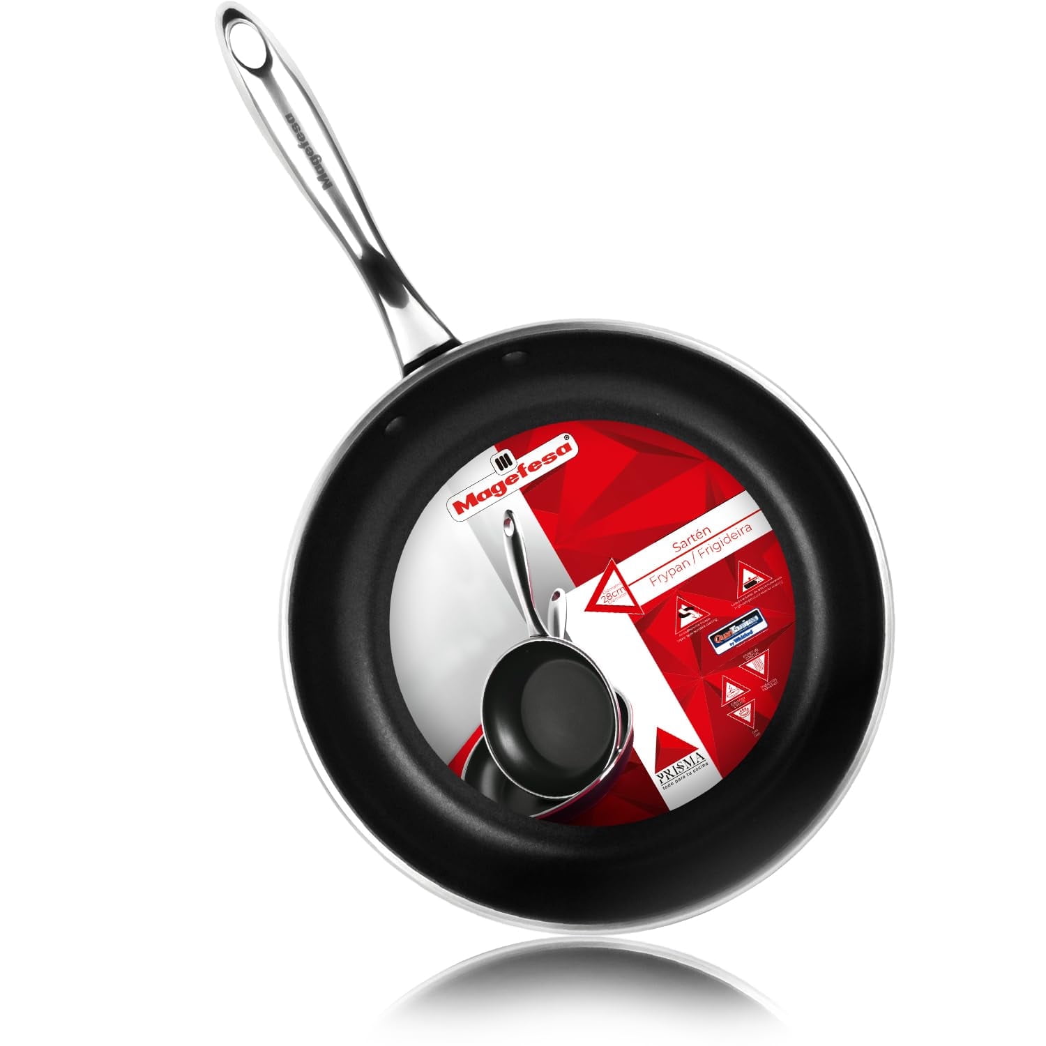 MAGEFESA Prisma 9.4-Inch Frying Pan, 18/10 Stainless Steel, Triple ...