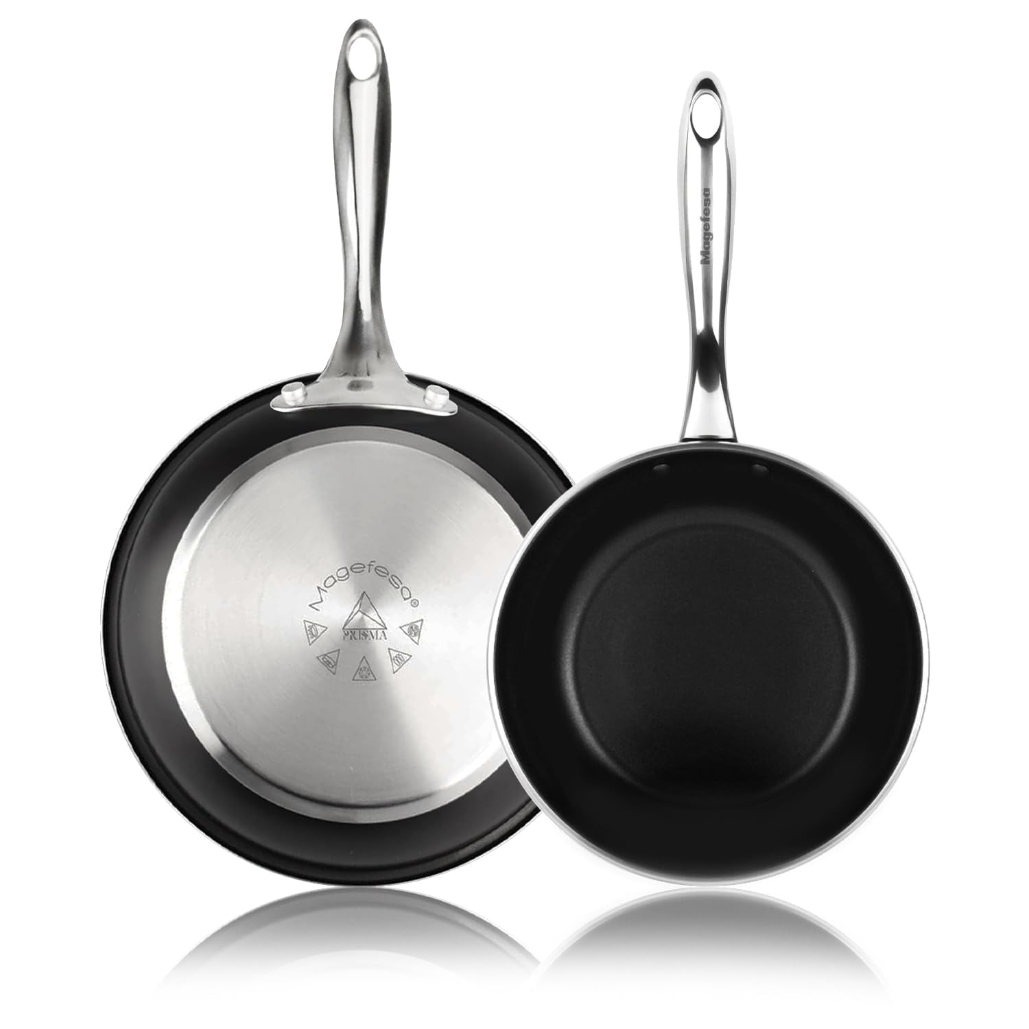 MAGEFESA Prisma Frying Pan Set, 7.8" & 9.4", 18/10 Stainless Steel ...