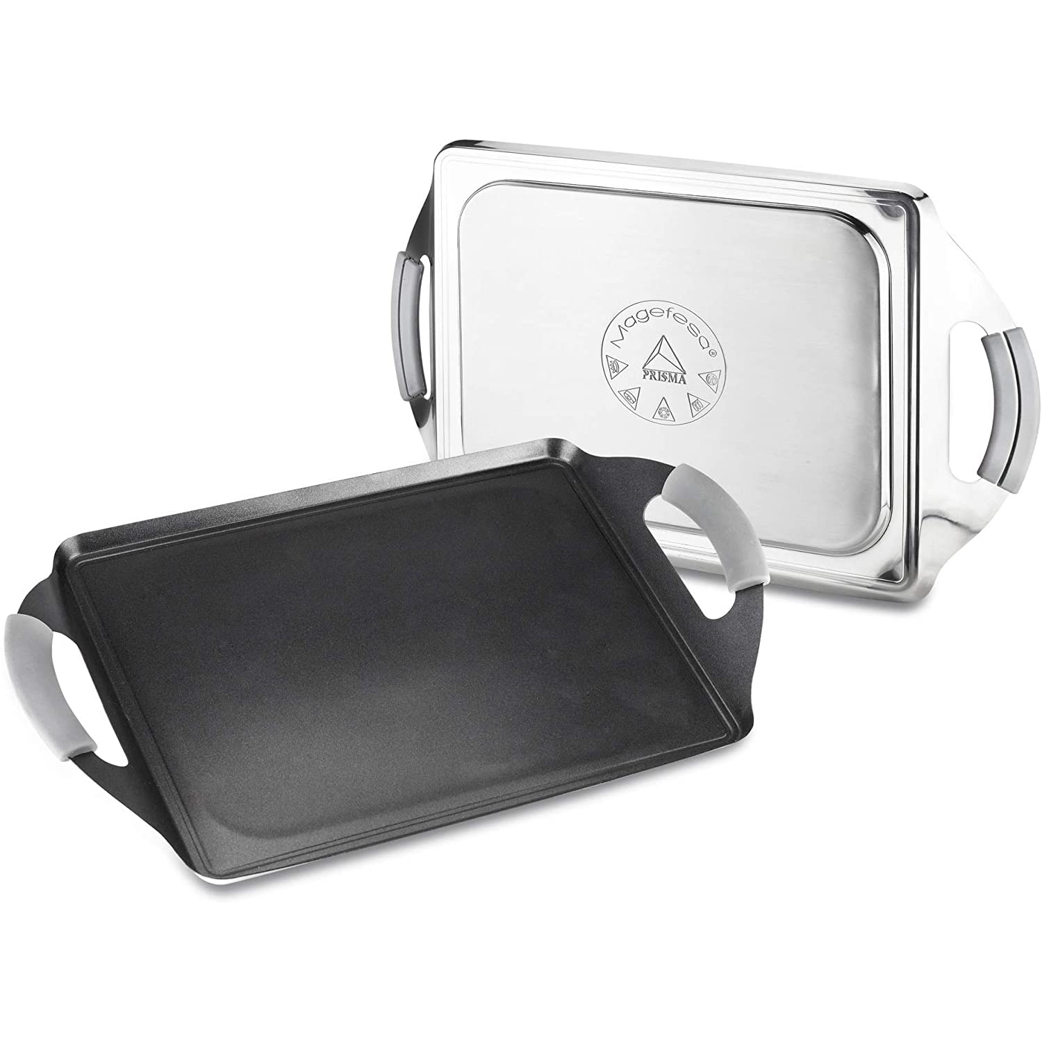 MAGEFESA Prisma Stainless Steel Griddle Pan, 10.6" x 8.3", 18/10 ...