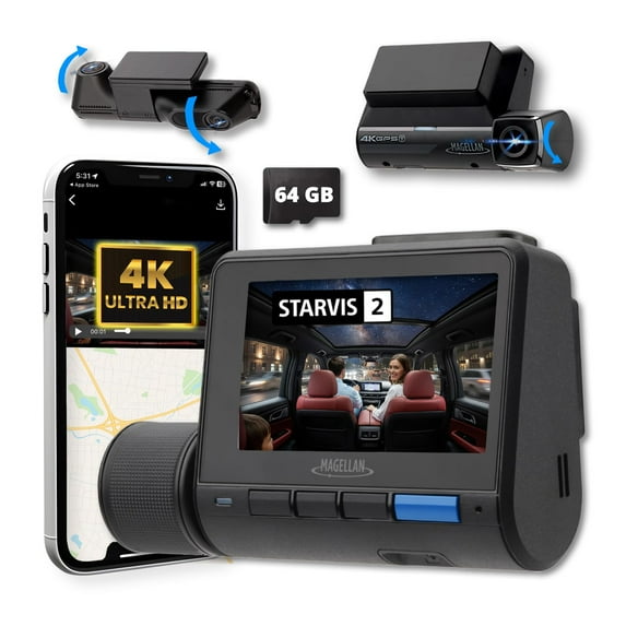 MAGELLAN 3 Channel True 4K Dash Cam for Cars, 4K Front + 2K Wide Angle ...