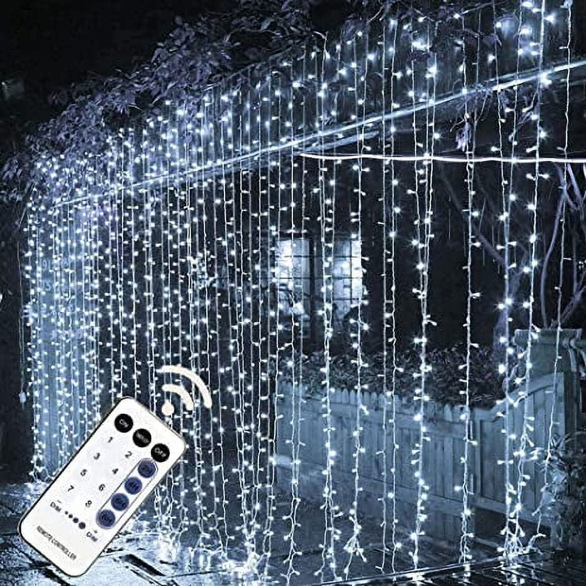 MAGGIFT 304 LED Curtain Fairy Lights, Indoor/Outdoor, Remote Control, 8 ...