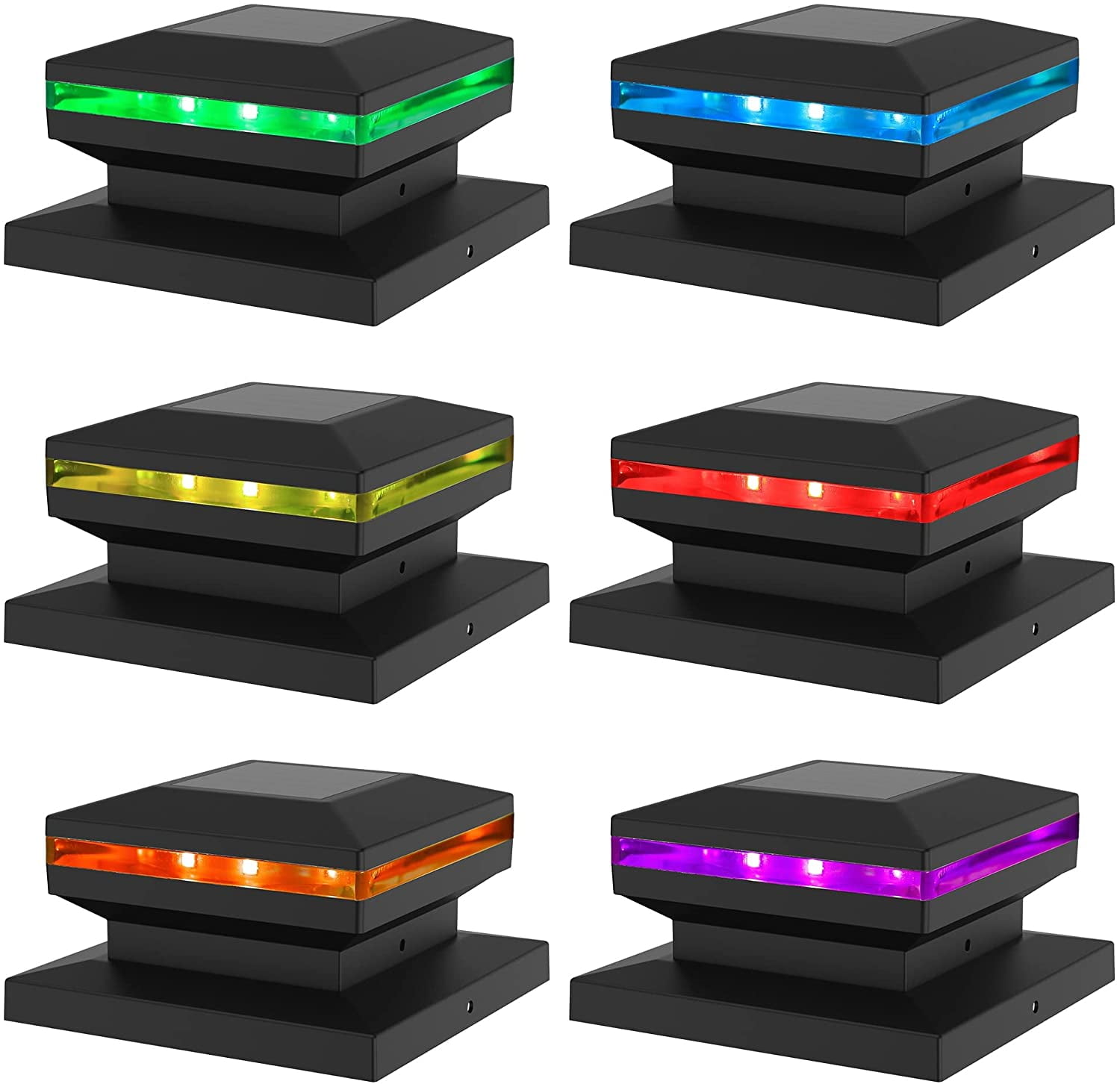 MAGGIFT 6 Pack Solar Post Lights, Outdoor RGB Color Changing Light for ...