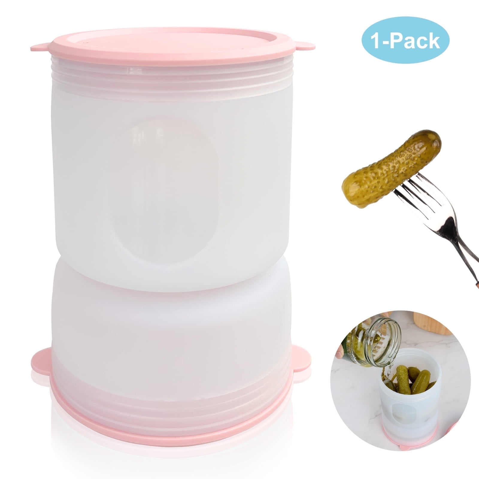 MAGHOME Silicone Pickle Olive Jar with Strainer Flip- Container Jars ...