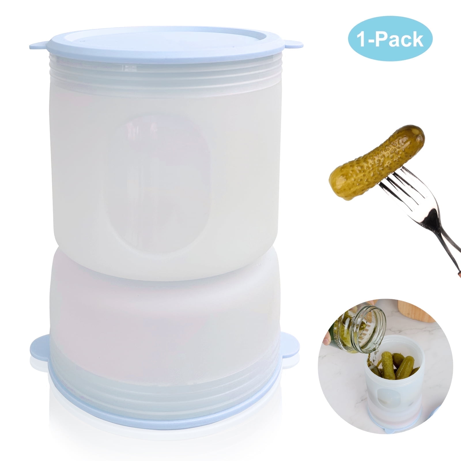 MAGHOME Silicone Pickle Olive Jar with Strainer Flip- Container Jars ...