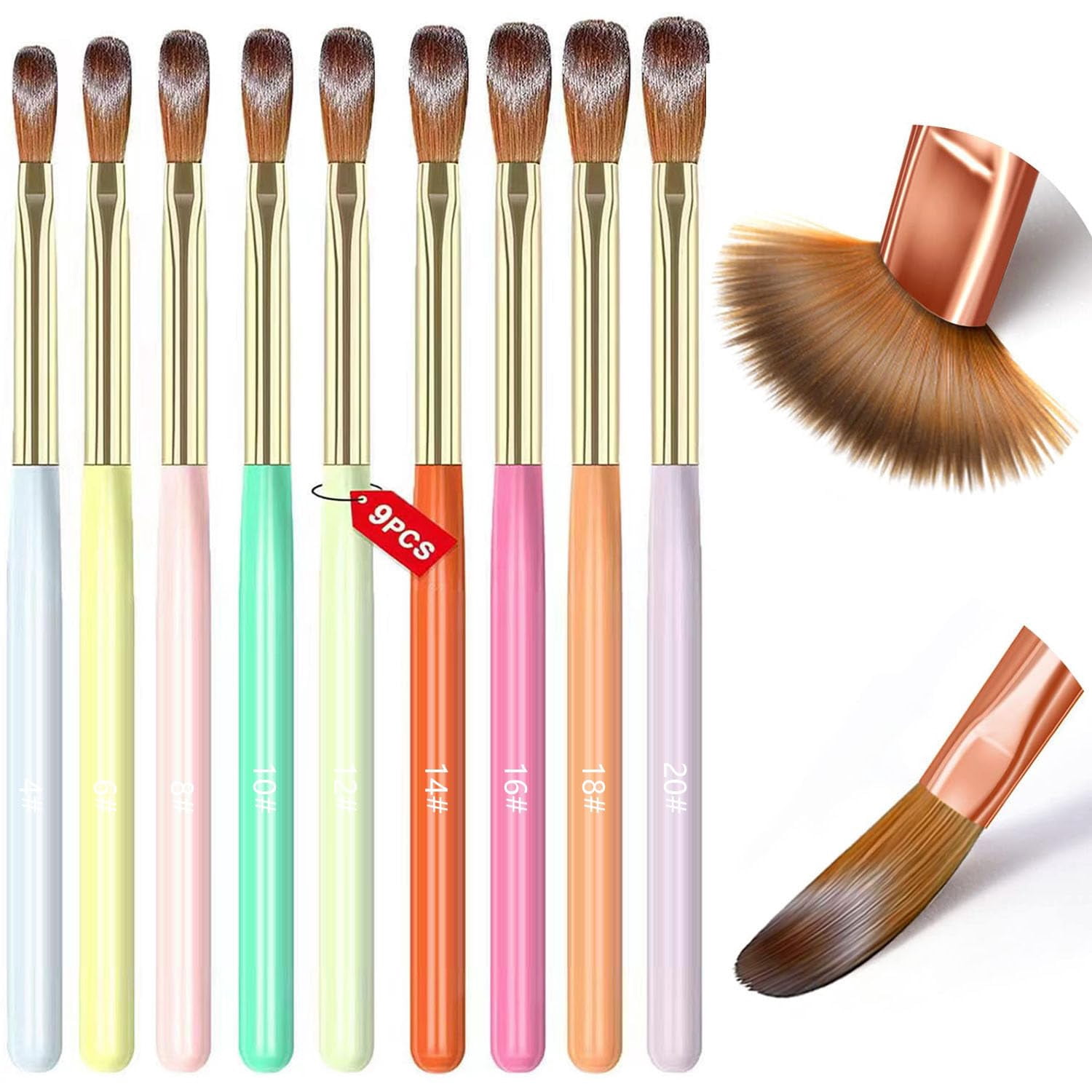 MAGIC ARMOR 9PCS Acrylic Nail Brush Set,Nail Art Set Nail Art Design ...