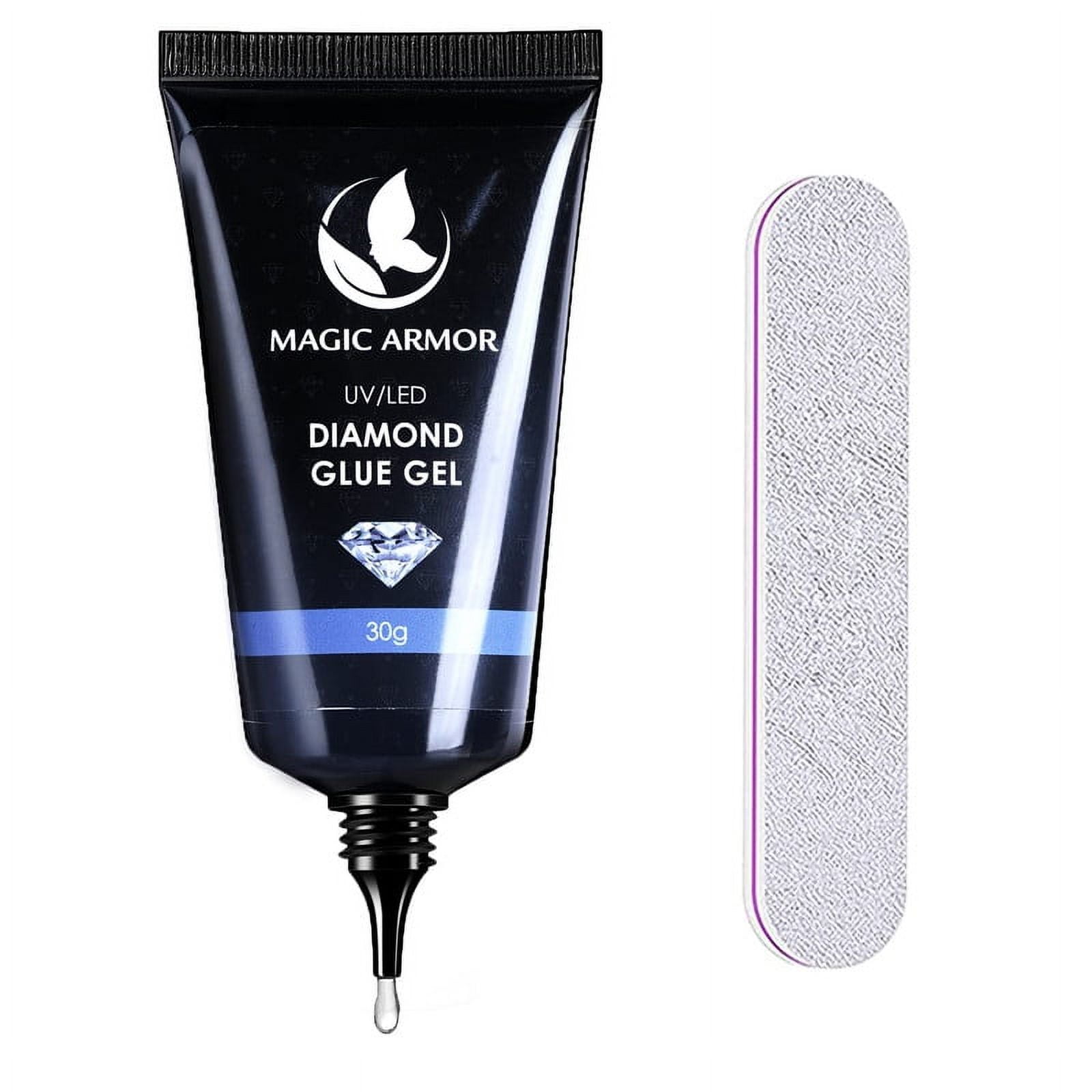 MAGIC ARMOR Nail Rhinestone Glue Gel 30g with Nail File, Adhesive Nail ...
