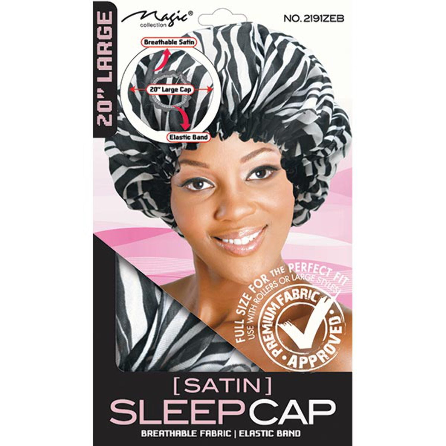 MAGIC COLLECTION - 20" Large Satin Sleep Cap ZEBRA - Walmart.com