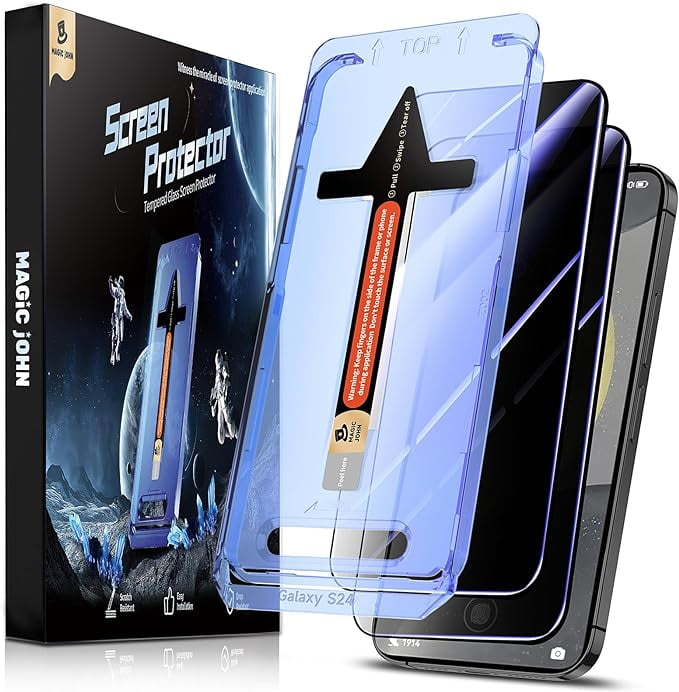MAGIC JOHN 2 Pack for Samsung Galaxy S24 Privacy Glass Screen Protector ...