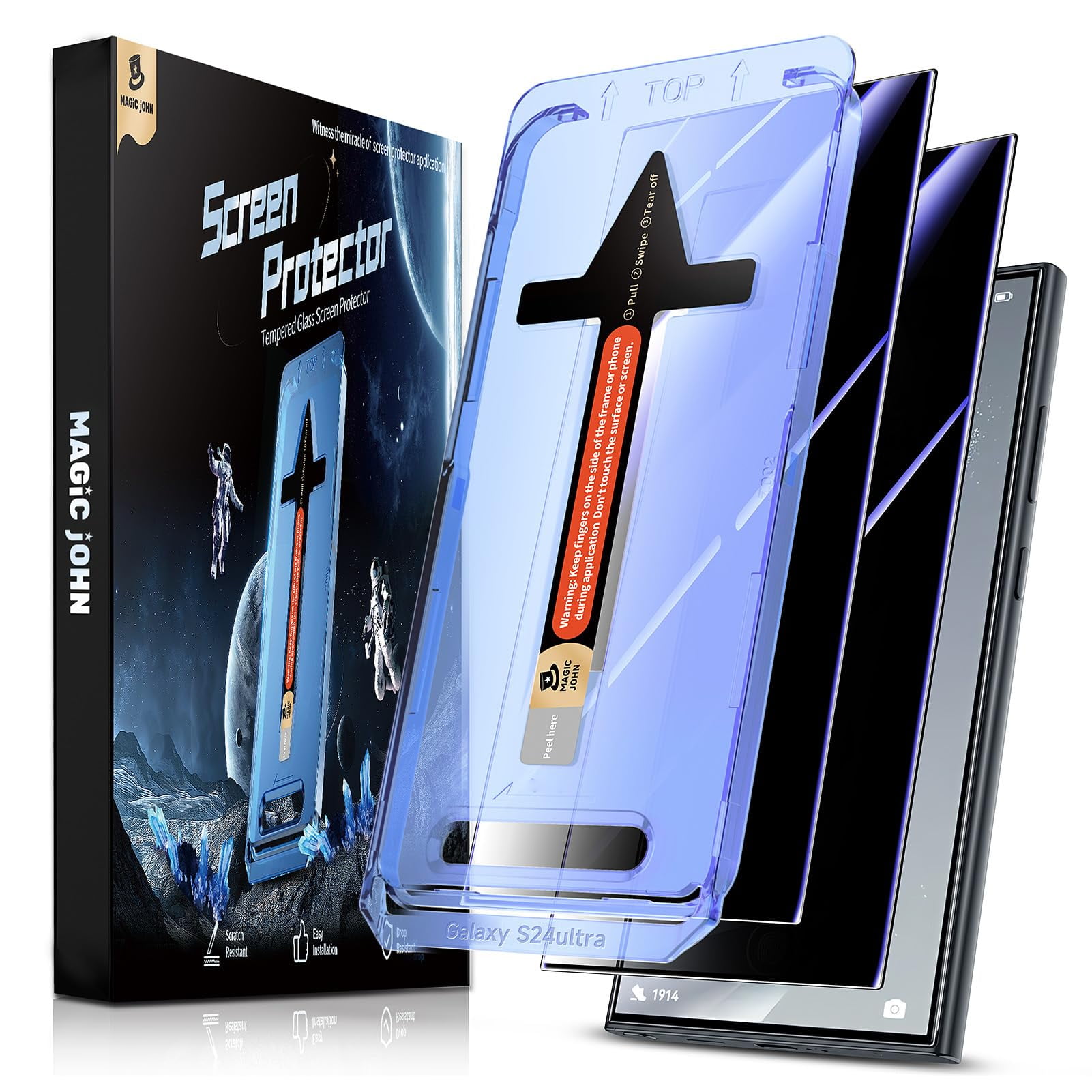 MAGIC JOHN 2 Pack for Samsung Galaxy S24 Ultra Privacy Glass Screen ...