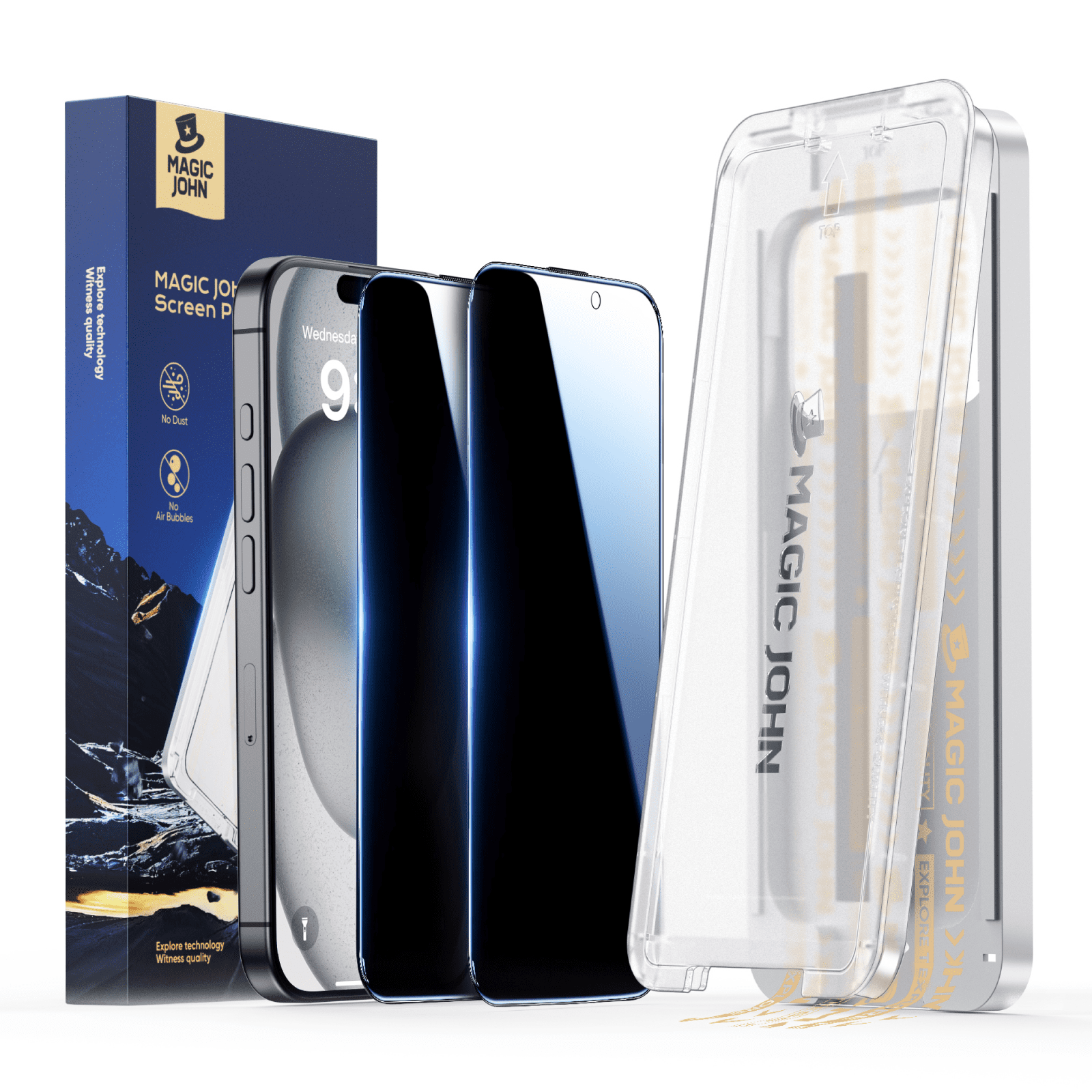 MAGIC JOHN 3rd GEN Private Screen Protector for iPhone 16/15 Corning ...