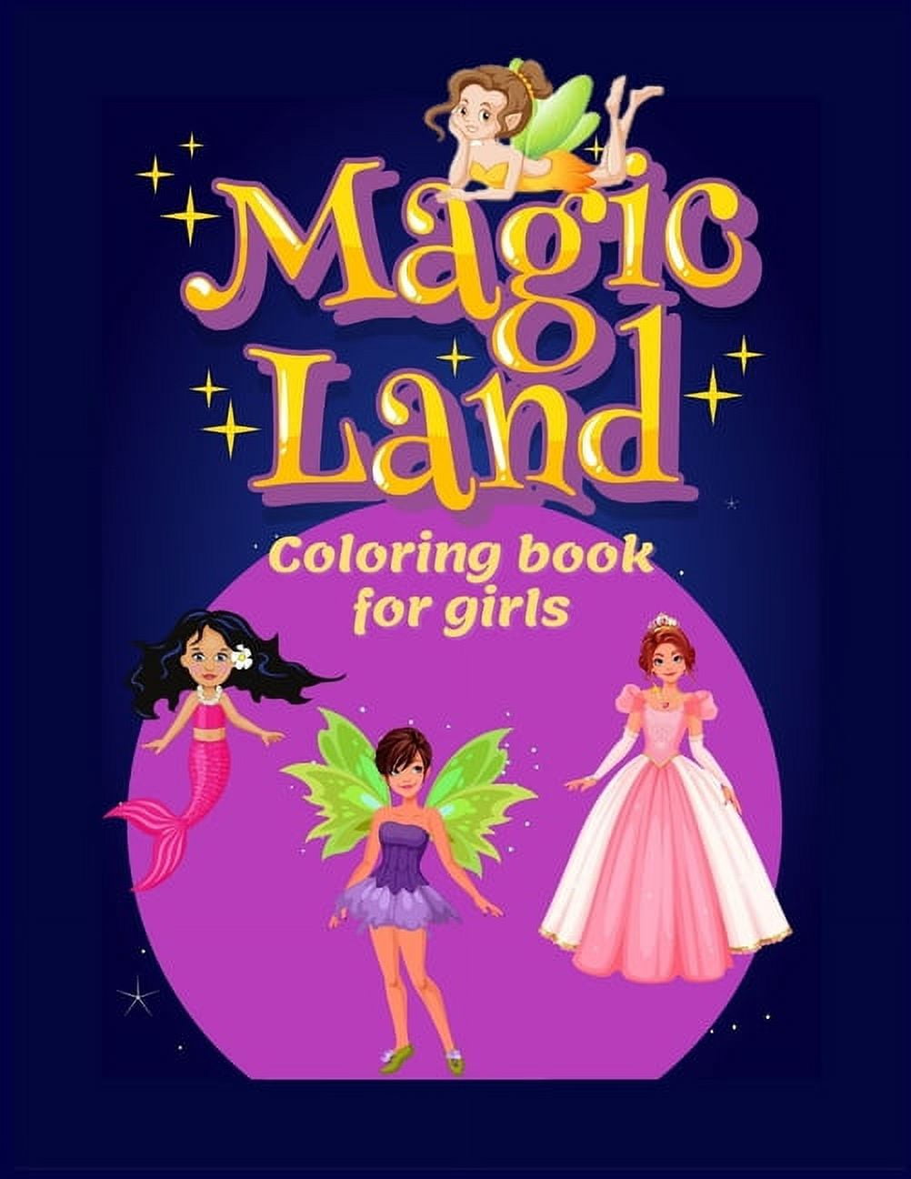 MAGIC LAND coloring book for girls : Fun Beautiful Large Print Patterns ...