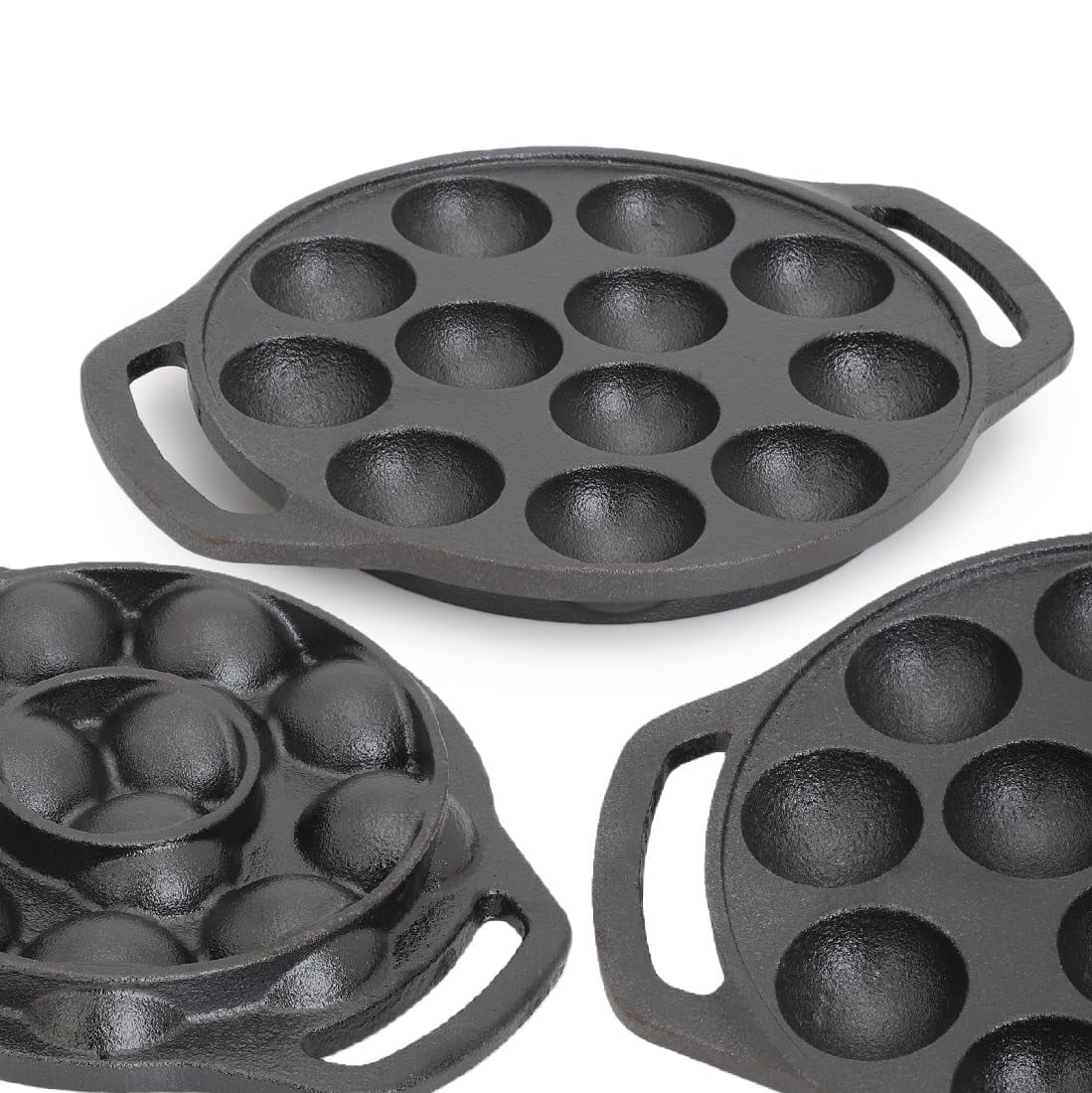 MAGIC PLUS Appam Maker Cast Iron 12 Cavity Patra Non Stick Stovetop Pan ...