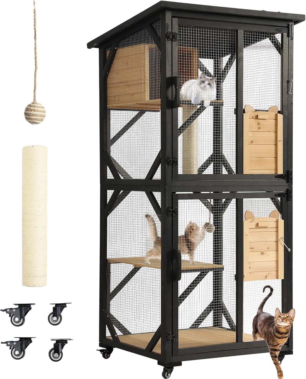 MAGIC UNION 71" Catio Outdoor Cat Enclosure Window Access, 4 Tiers Cats ...