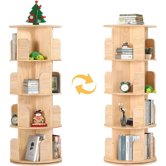 MAGIC UNION Stackable Rotating Bookshelf,4 Tier 360°Display Spinning ...