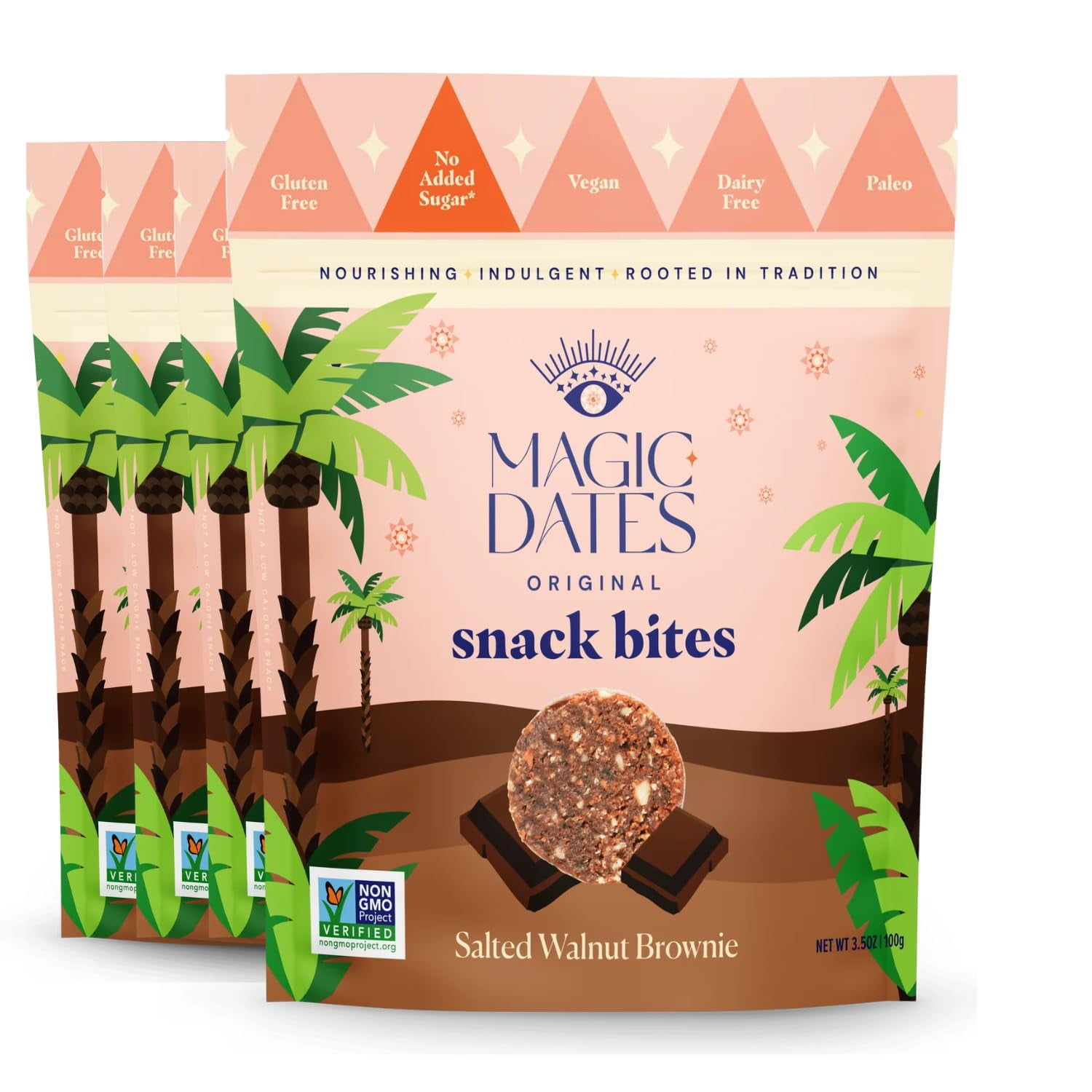 MAGICDATES Date Snack Bites SBF3 | Salted Walnut Brownie - 4 Bags (16 ...