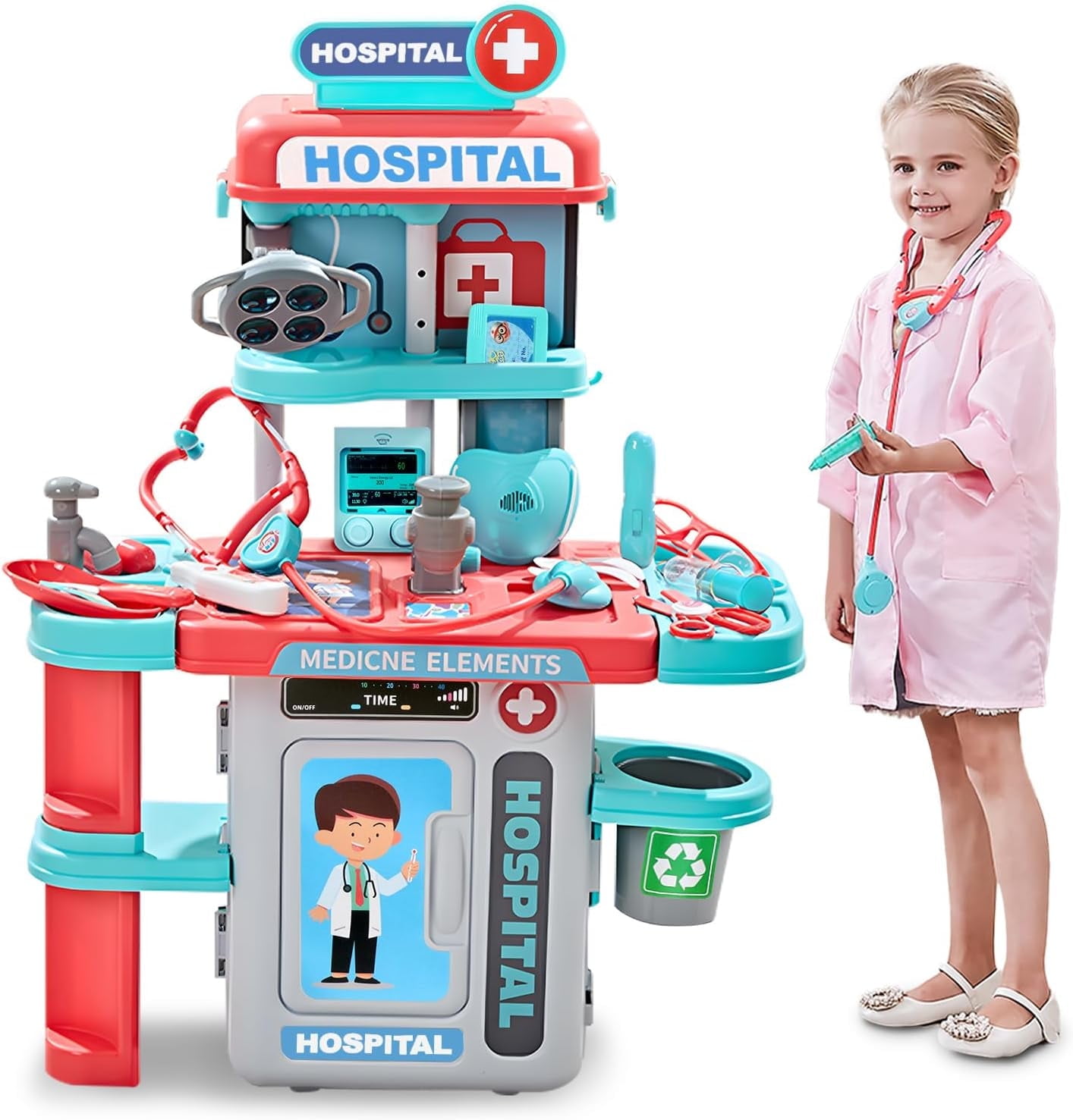 Play Doctor Kit for Toddlers 3-5, Kids Pretend Medical Station Set with ...