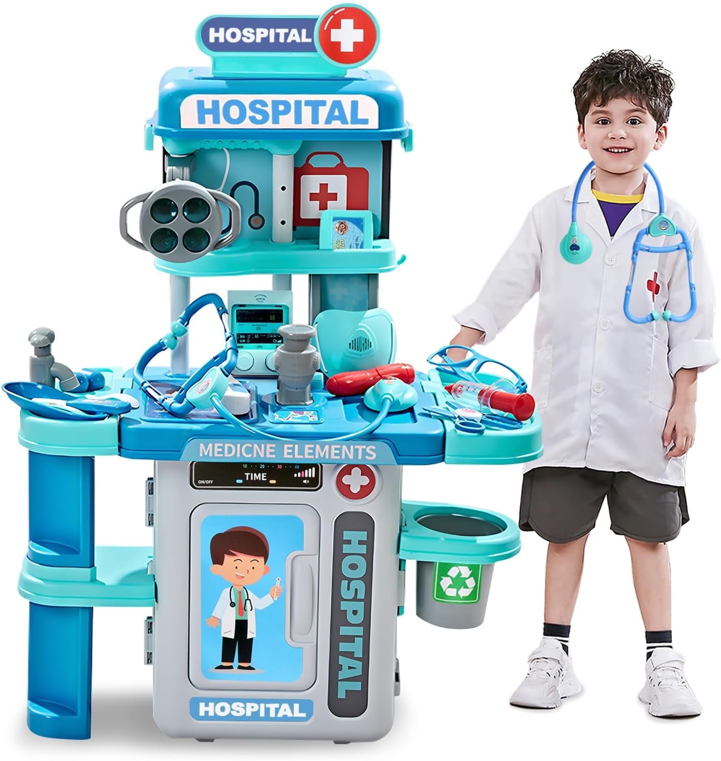 Play Doctor Kit for Toddlers 3-5, Kids Pretend Medical Station Set with ...