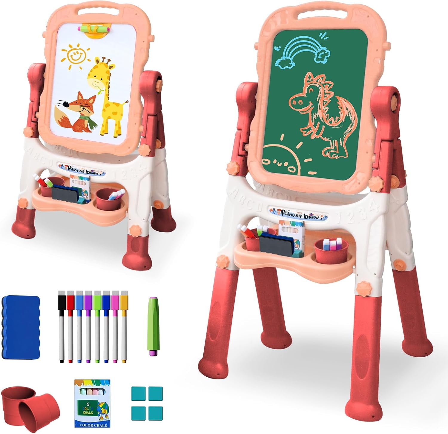 MagicFox Art Easel for Kids, Rotatable and Adjustable Standing Kids Art Easel for Toddler ...