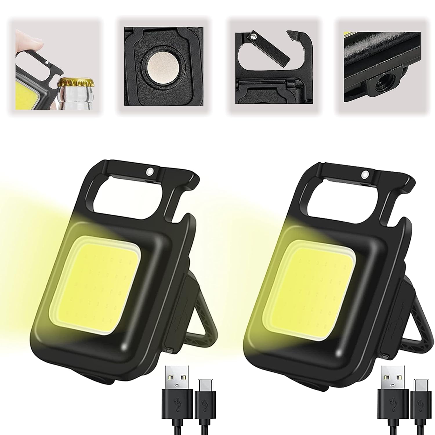 MAGICPALACE COB Small Flashlights 1000 Lumens Mini Keychain Flashlight ...