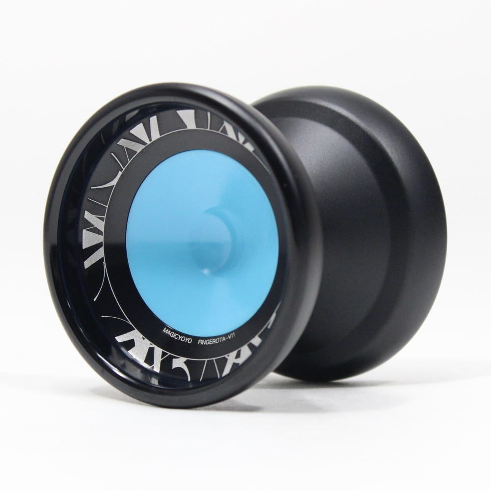 MAGICYOYO V11 Yo-Yo - PC and Aluminum Bi-Material Finger Spin YoYo (Solid Black /Light Blue ...
