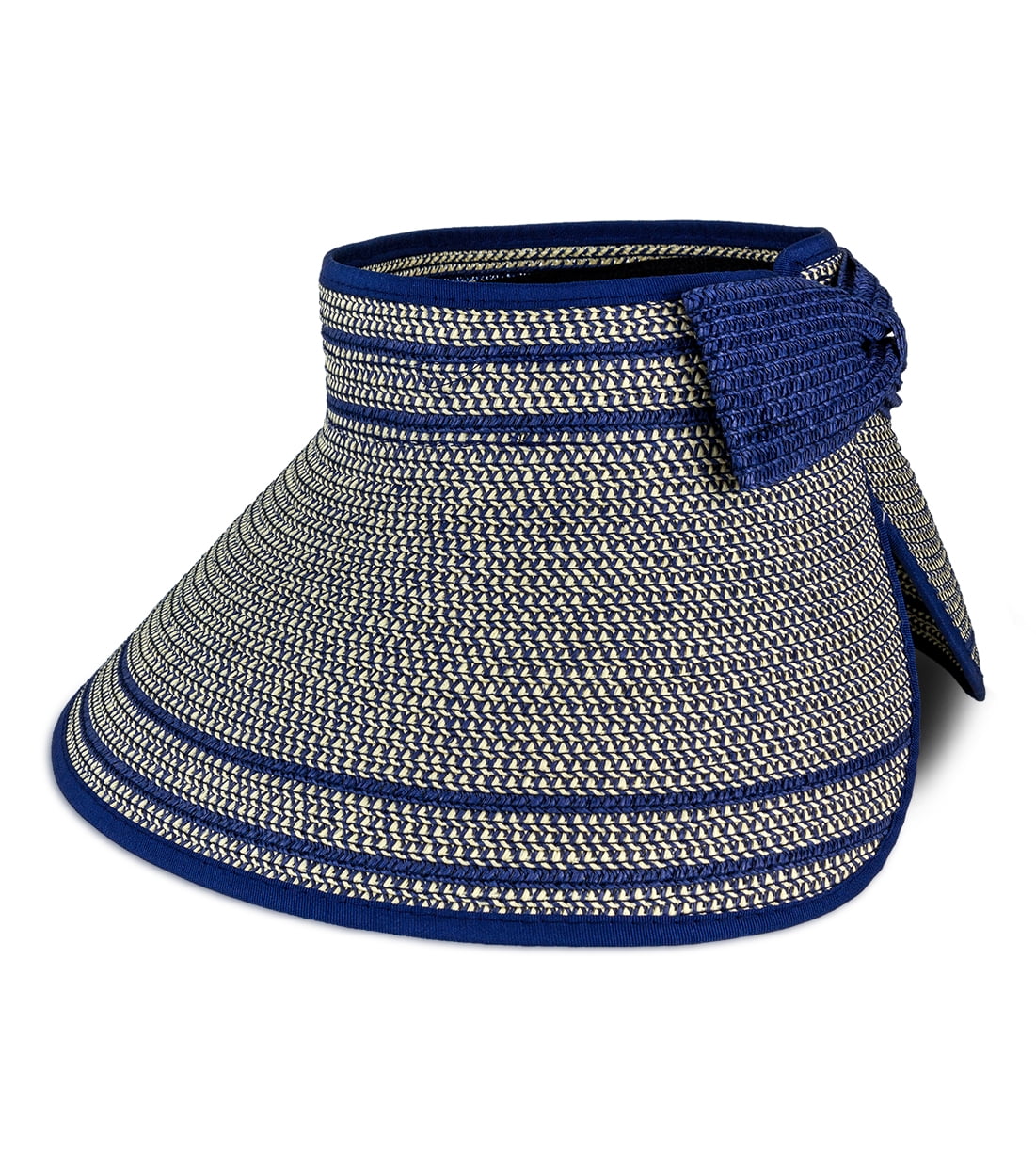 MAGID WOMEN'S PAPER STRAW ROLL UP SUN VISOR WITH VELCRO BOW - Walmart.com