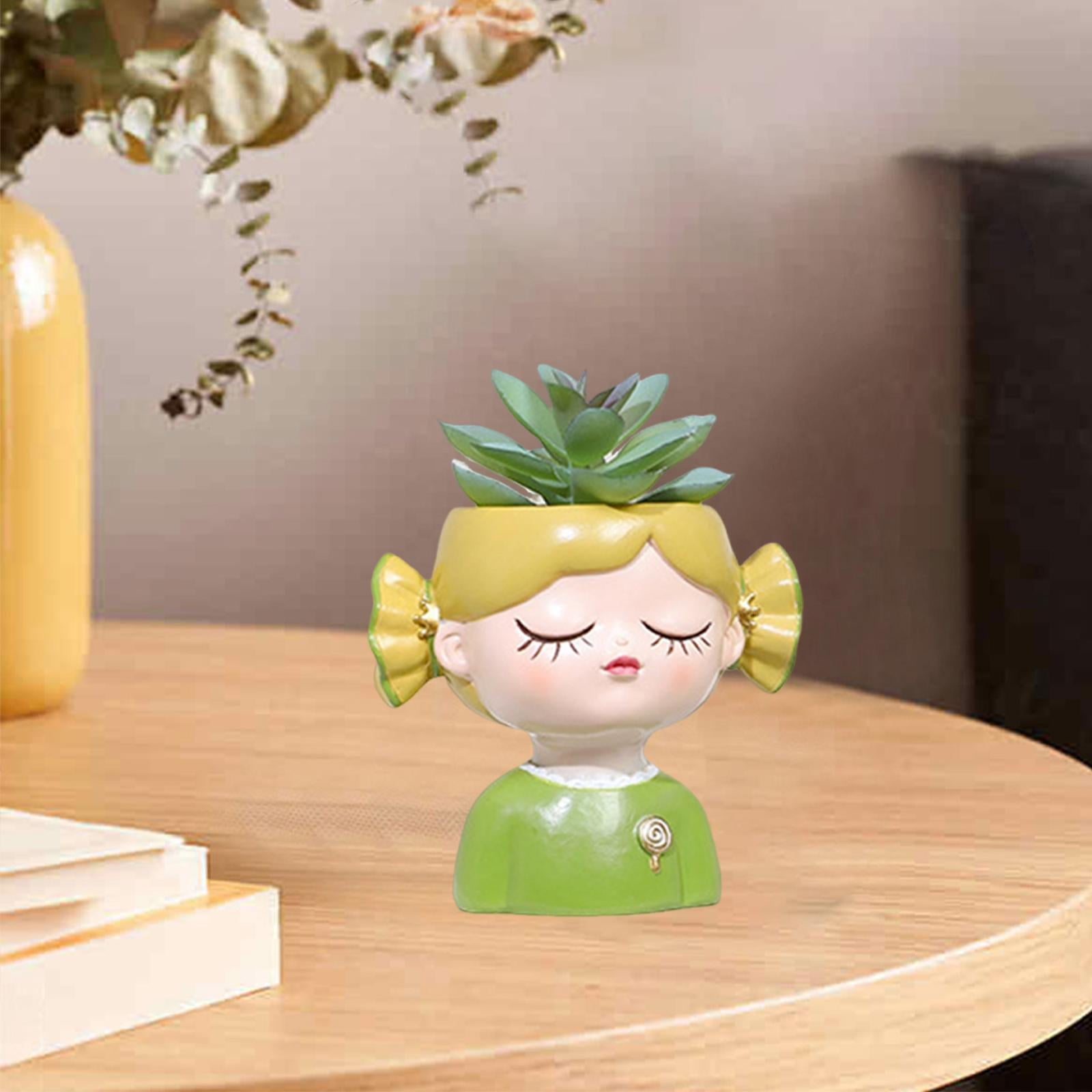 MAGIDEAL Girl Flower Pot Decors Indoor Plants Resin Statue for Office ...