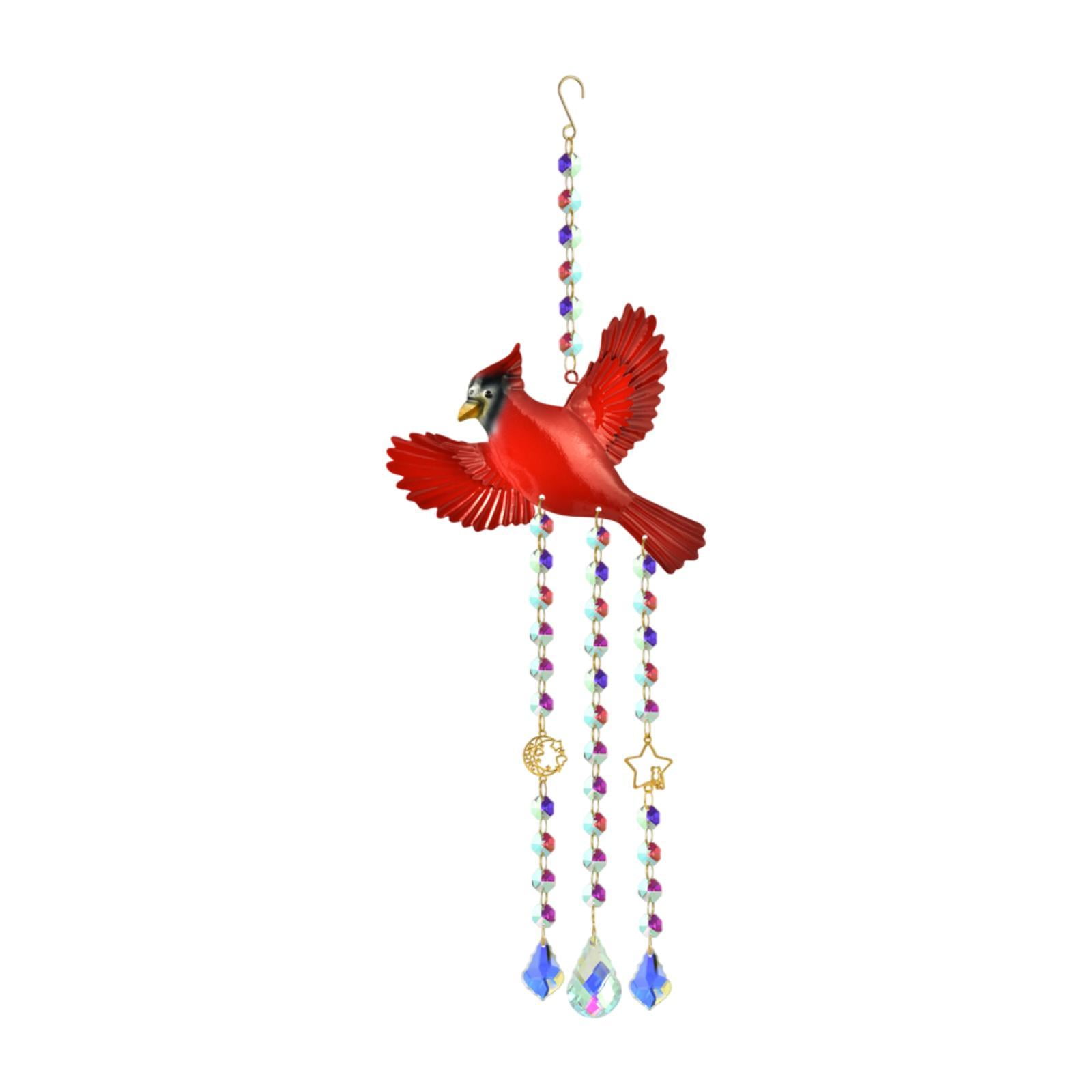 MAGIDEAL Iron Cardinal Bird Wind Chime Hanging Decoration Handmade for ...