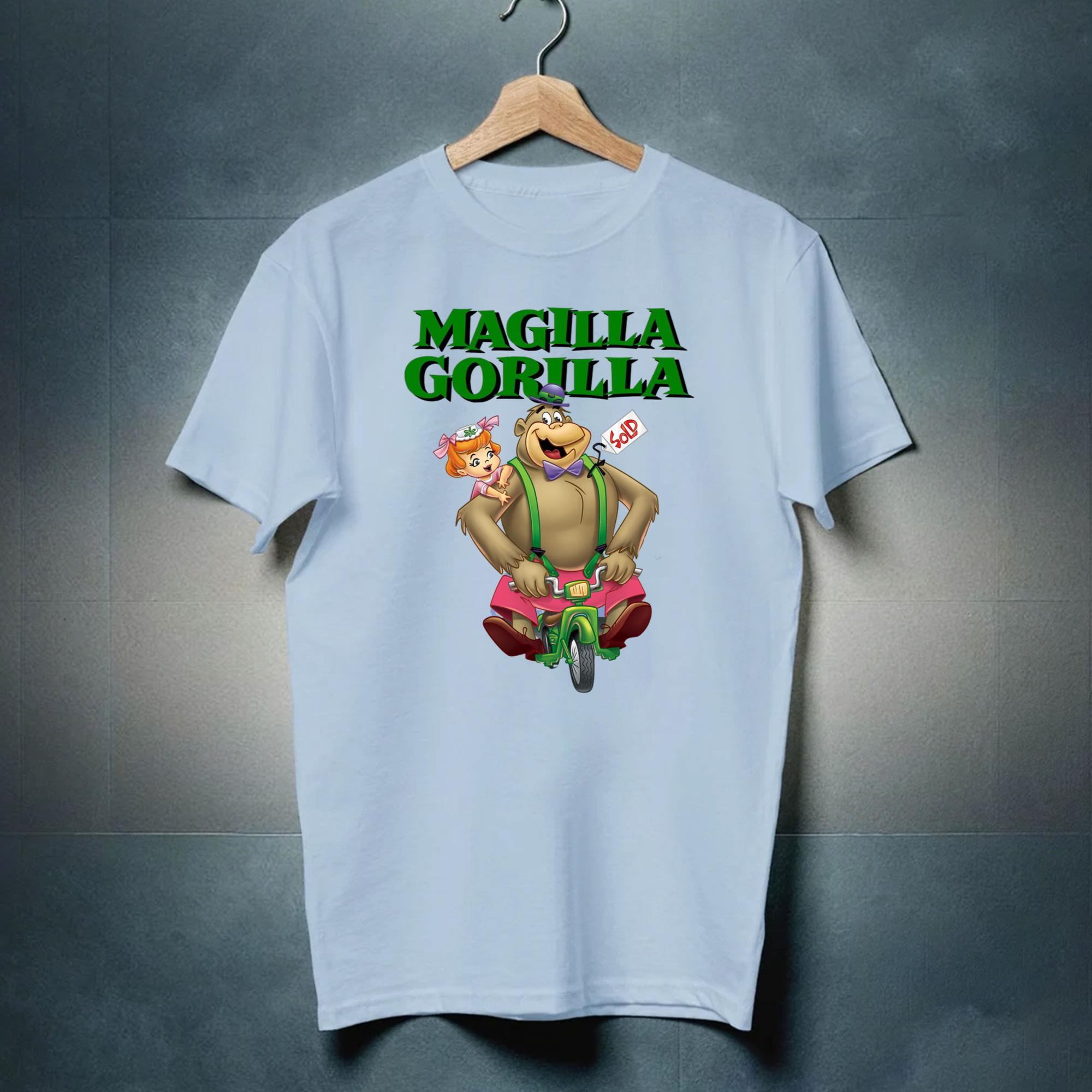 MAGILLA GORILLA & OGEE RIDING T-SHIRT TEE CARTOON TV SHOW HANNA BARBERA ...