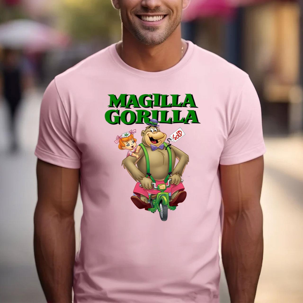 MAGILLA GORILLA & OGEE RIDING T-SHIRT TEE CARTOON TV SHOW HANNA BARBERA ...
