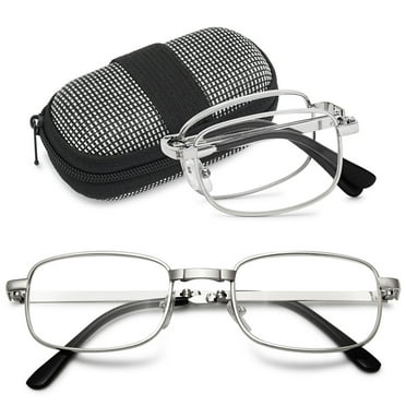 DOUBLETAKE 2 Pairs of Metal Compact Folding Reading Glasses with Mini ...