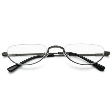 KOOSUFA Half Metal Moon Reading Glasses +1.25 Spring Hinge Half Frame ...