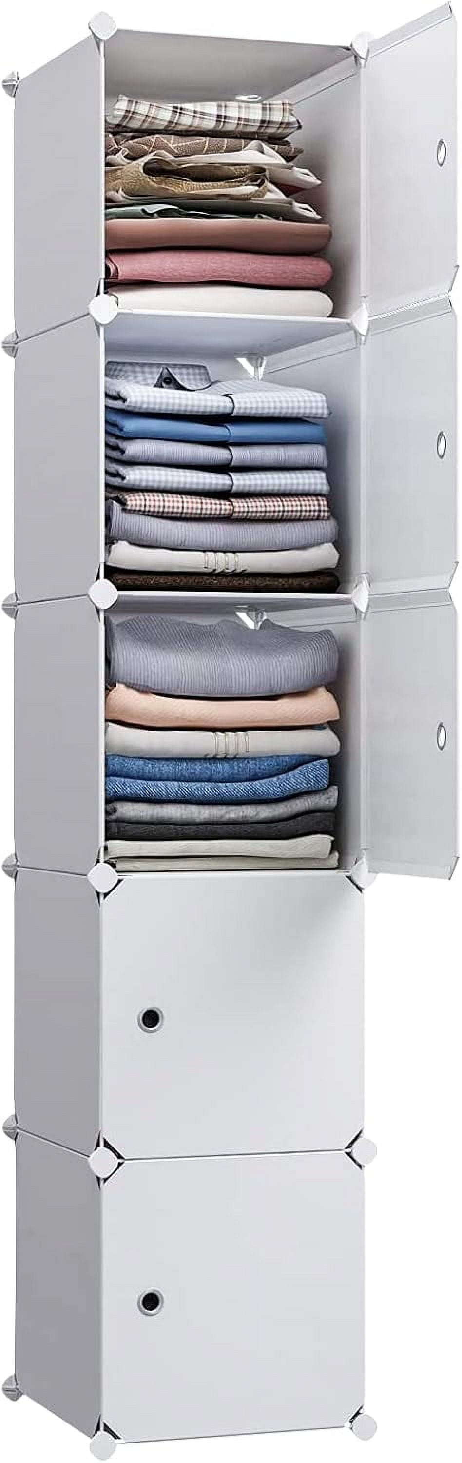 MAGINELS 5 Cube Storage Cabinet, Narrow Clothes Storage with Doors,Tall ...