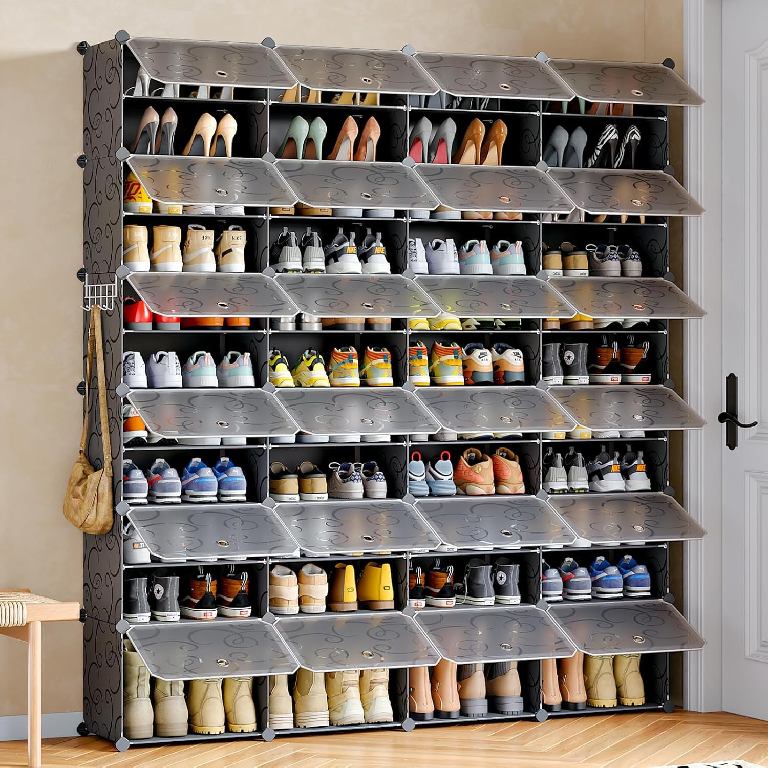 MAGINELS 96-Pairs Shoe Storage Organizer Cabinet,Portable Shoe Rack ...