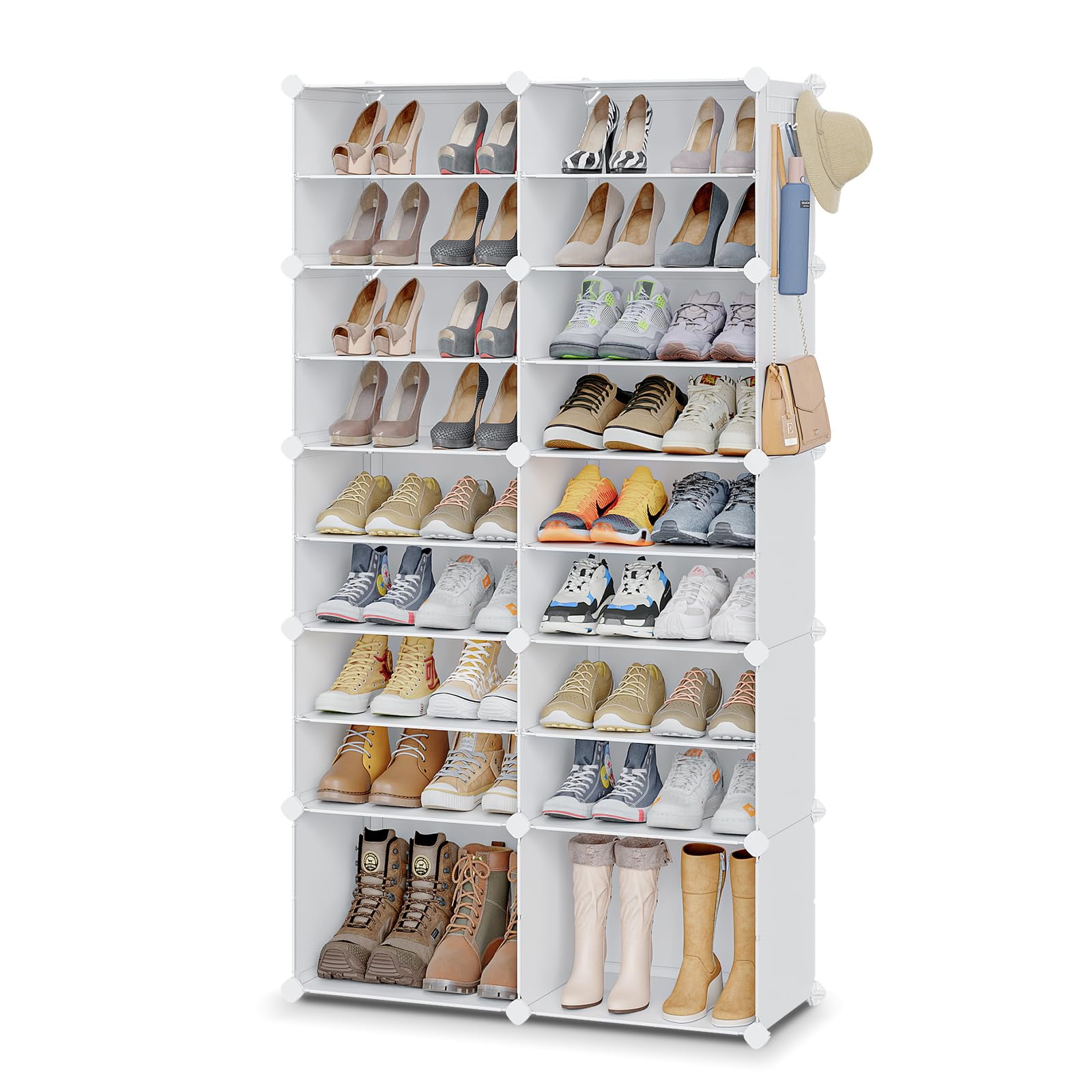 MAGINELS Shoe Rack,40 pairs shoe Organizer,10 tier Tall Portable shoe ...