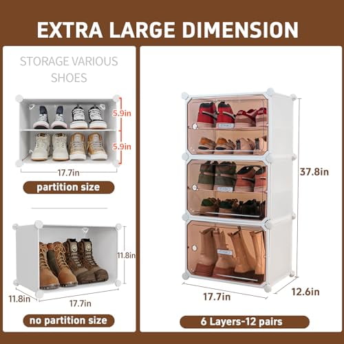 MAGINELS Vertical Plastic Shoe Organizer, Stackable Shoe Organizer for ...