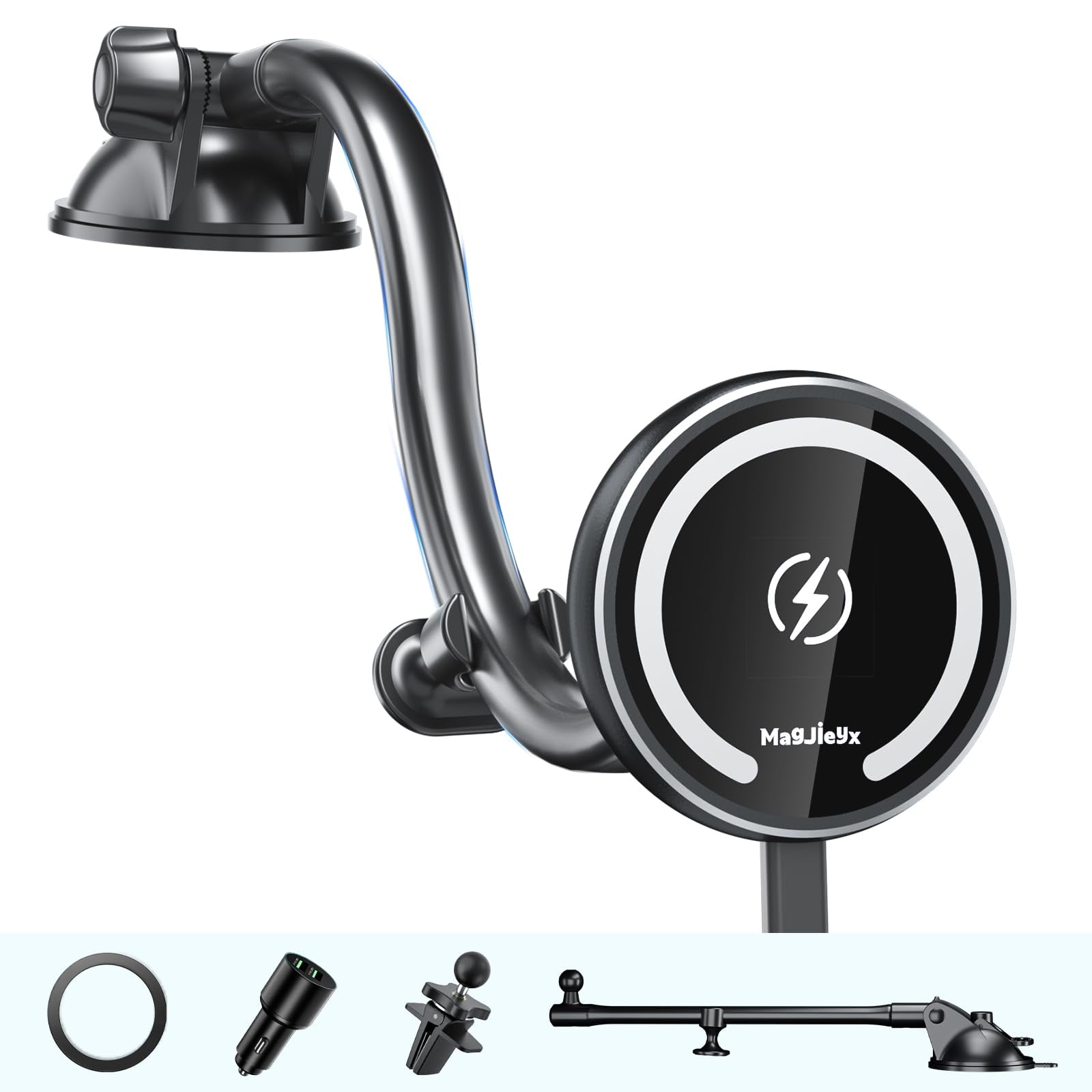 MAGJIEYX Fits Magsafe Car KEF16 Mount Wireless Charger, Long Arm ...