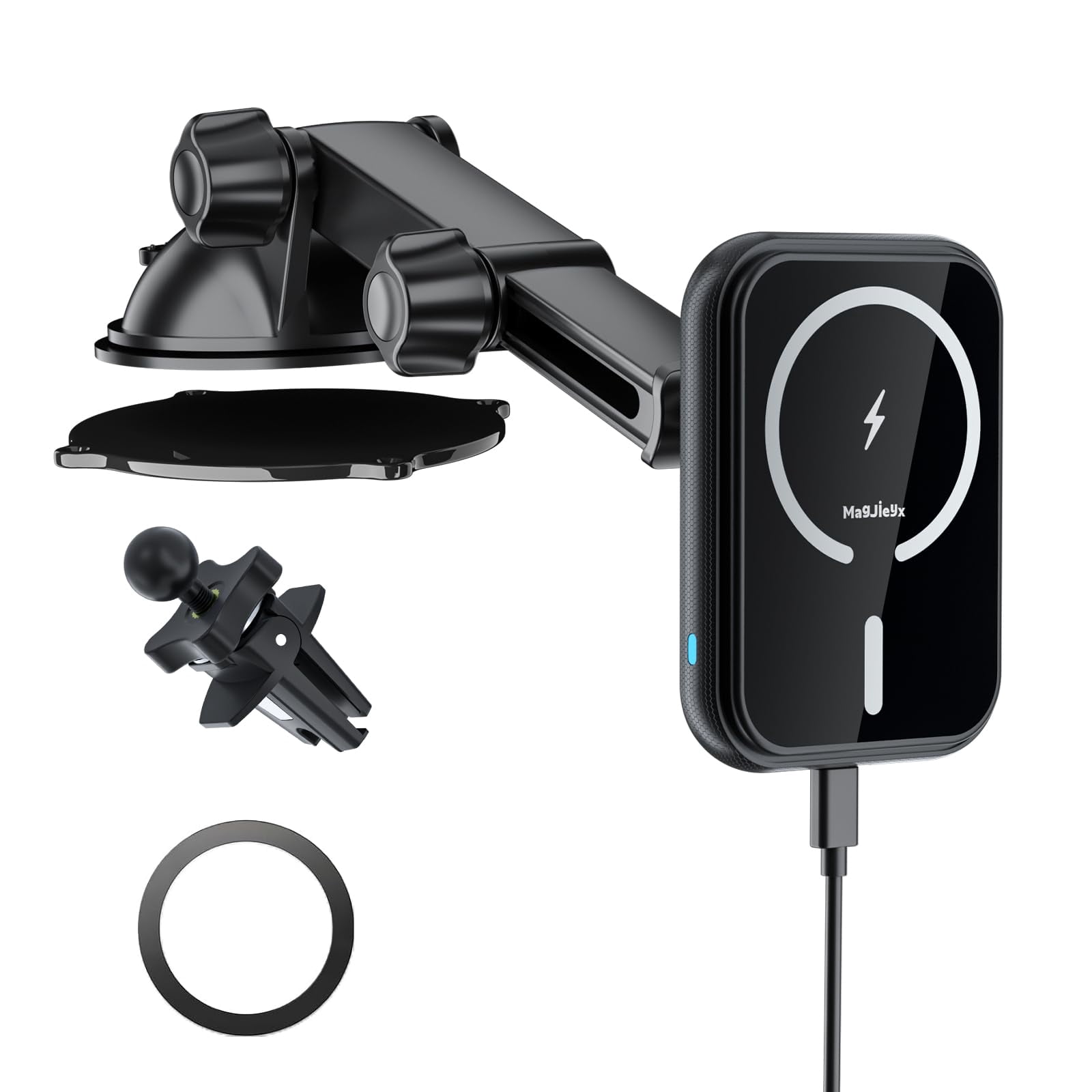 MAGJIEYX for MagSafe Car SSF20 Mount Charger, (15W Magnetic Wireless ...