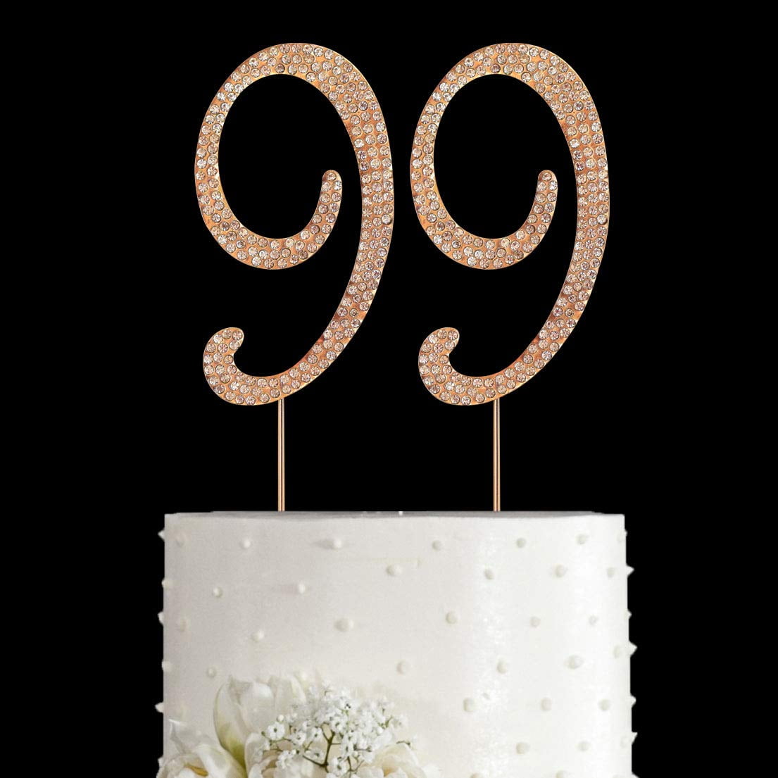 MAGJUCHE Gold 99" AJH3 Crystal Cake Topper, Number 99 Rhinestones 99th ...