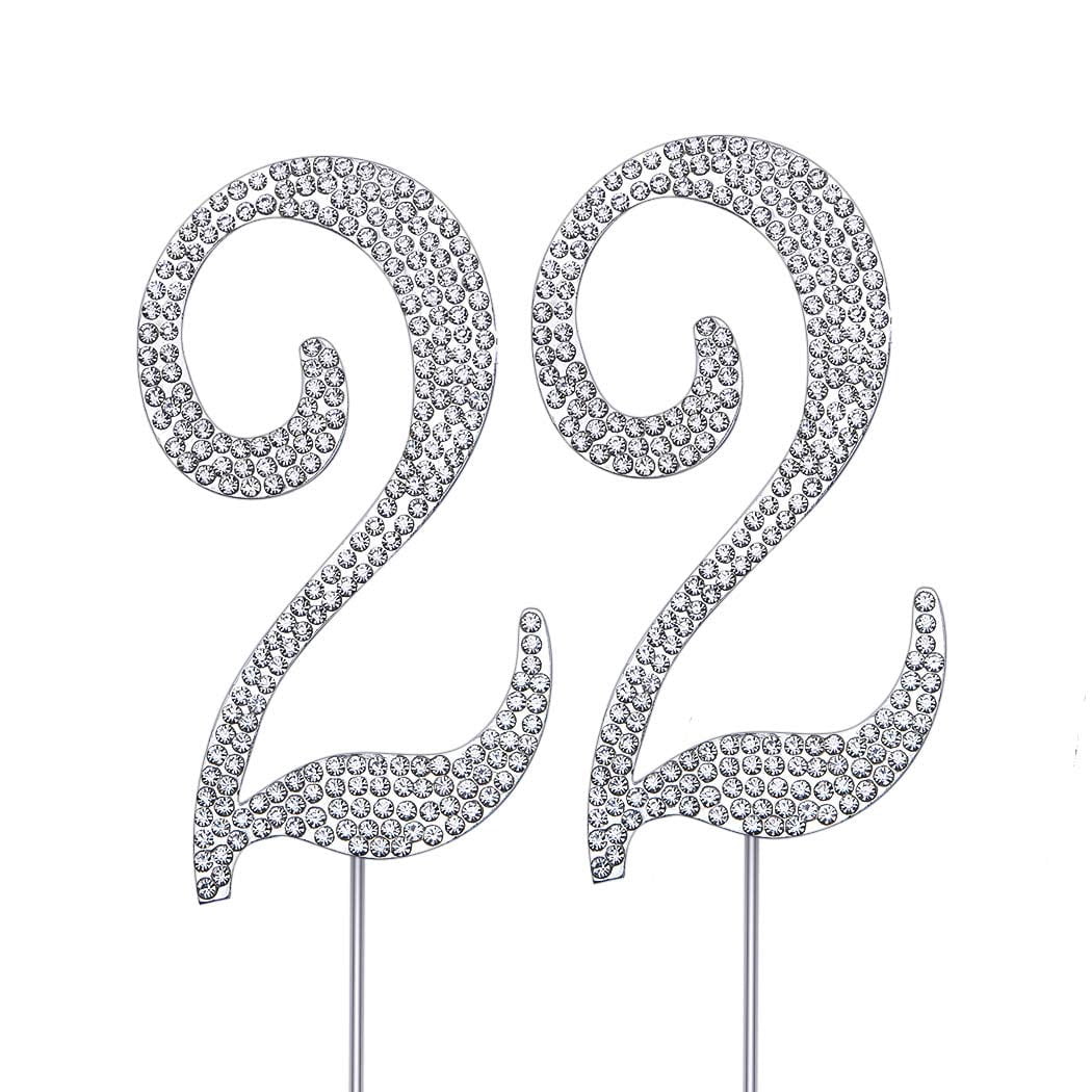 MAGJUCHE Silver 22" SCH4 Crystal Cake Topper, Number 22 Rhinestones ...