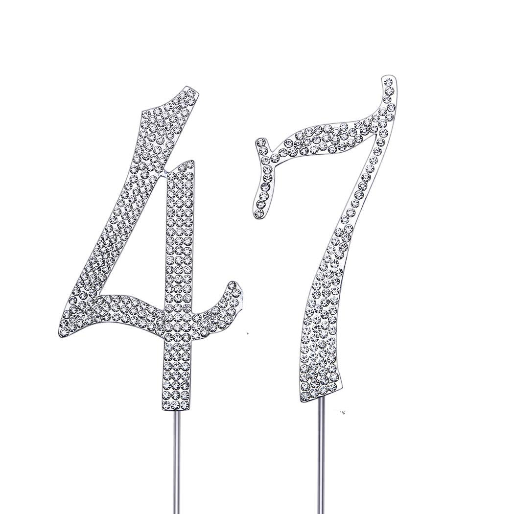 MAGJUCHE Silver 47" SCH4 Crystal Cake Topper, Number 47 Rhinestones ...