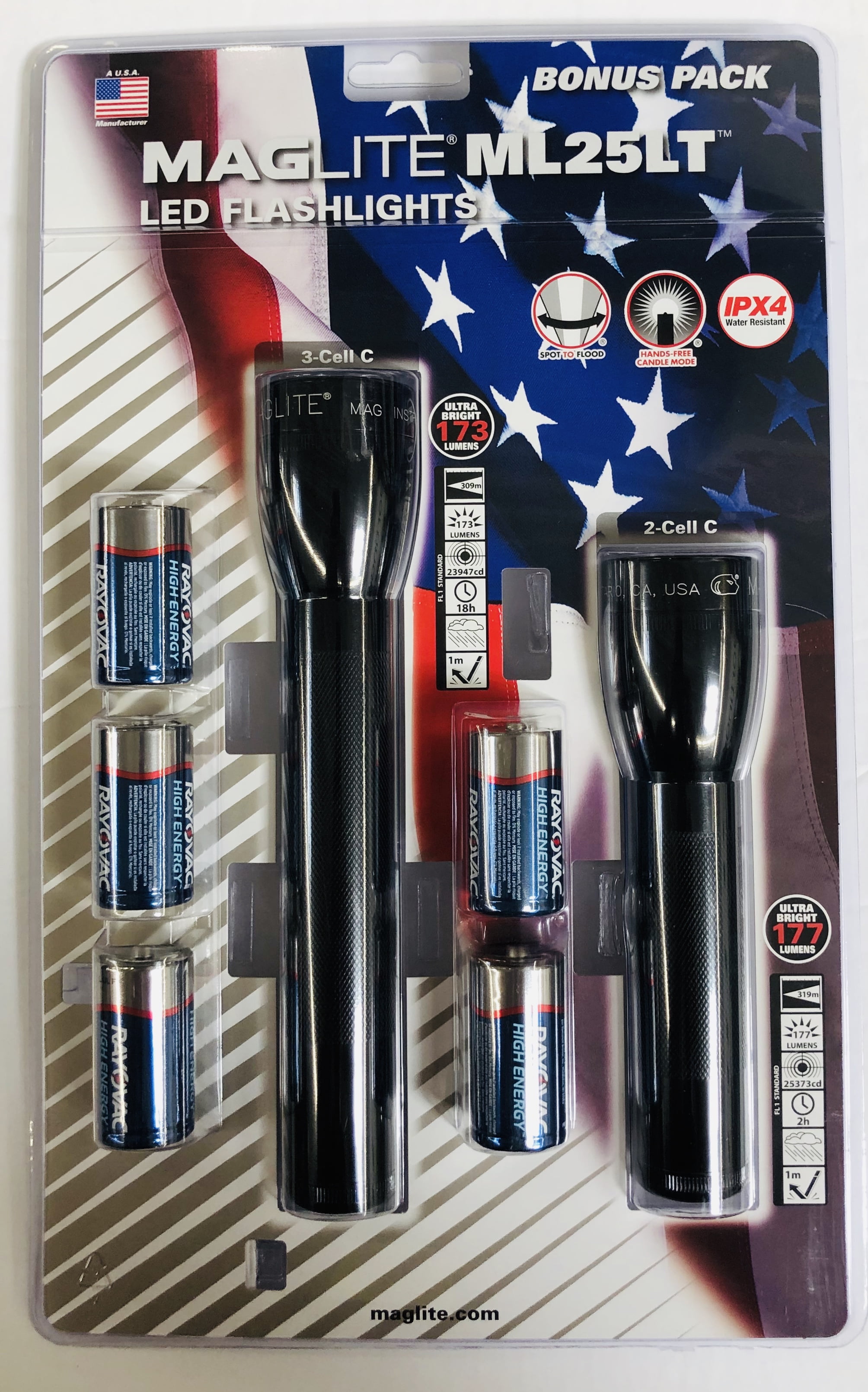 MAGLITE LED 2C & 3C Flashlight Pack, ML25LT - Walmart.com