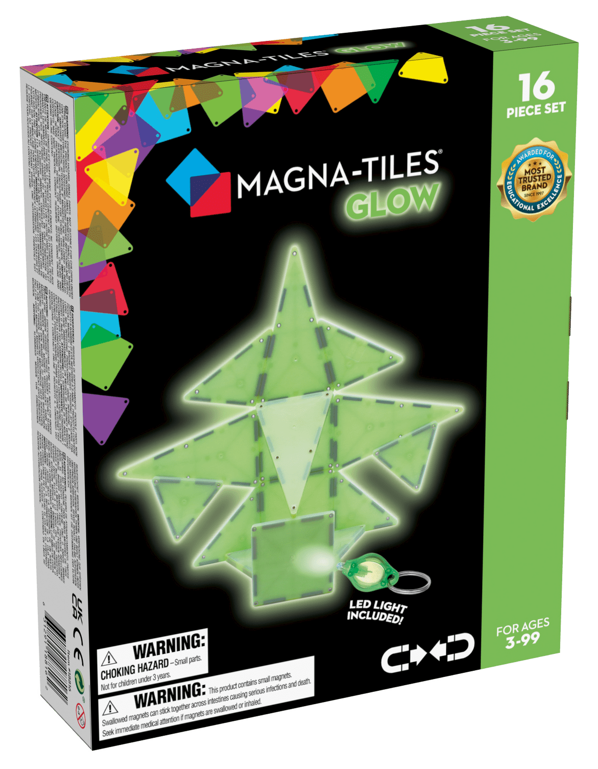 Magna-Tiles 16-Piece Glow-in-the-Dark Set – STEM-Approved LED Magnetic ...