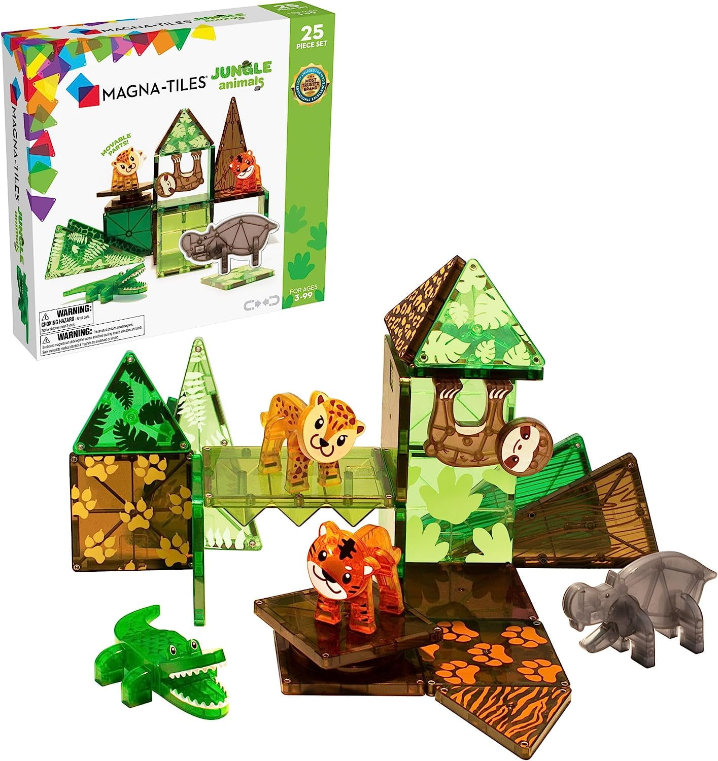 MAGNA-TILES Jungle Animals 25-Piece Magnetic Construction Set, The ...
