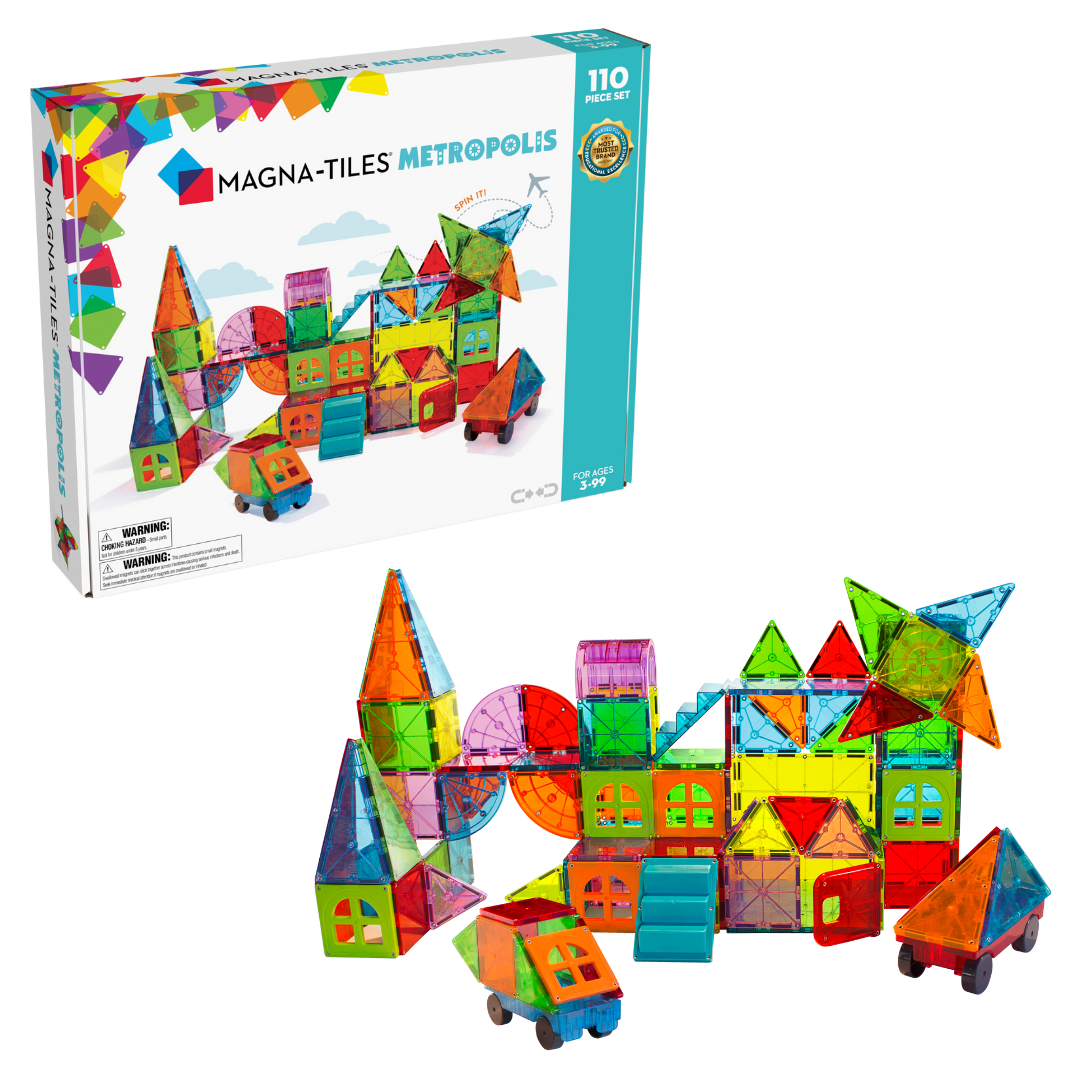 MAGNA-TILES Large Magnetic Blocks Metropolis 110-Piece Set, Learning ...