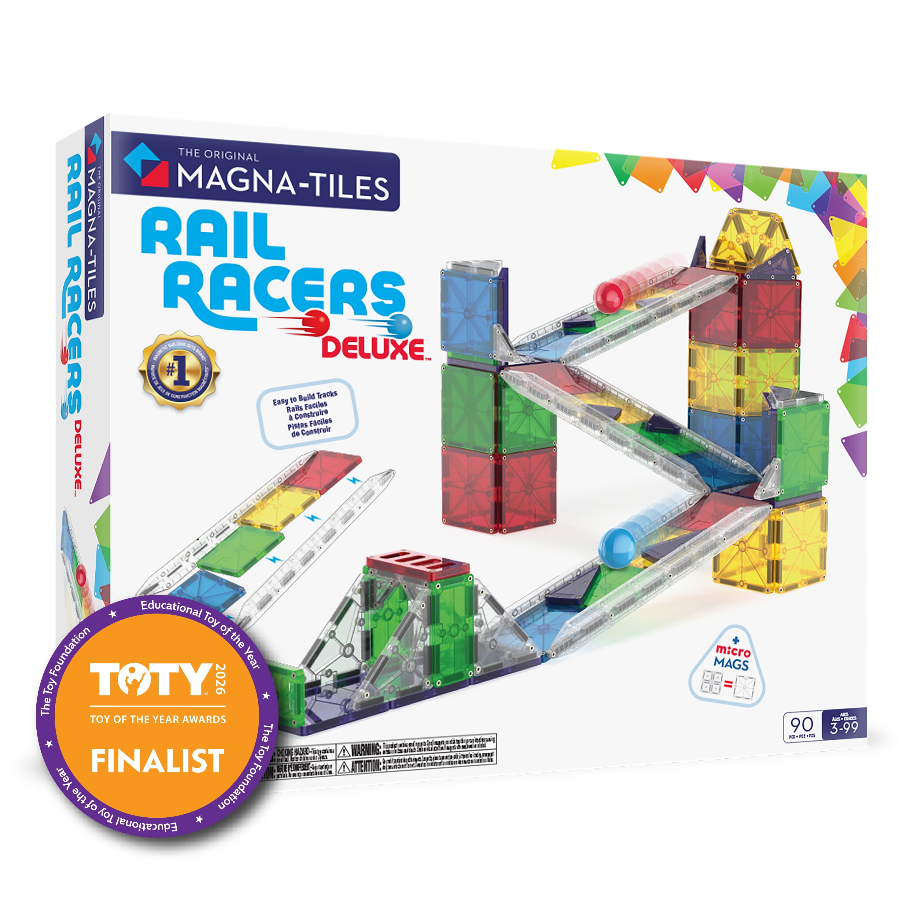 MAGNA-TILES® Rail Racers Deluxe 90-Piece Magnetic Construction Set, The ...