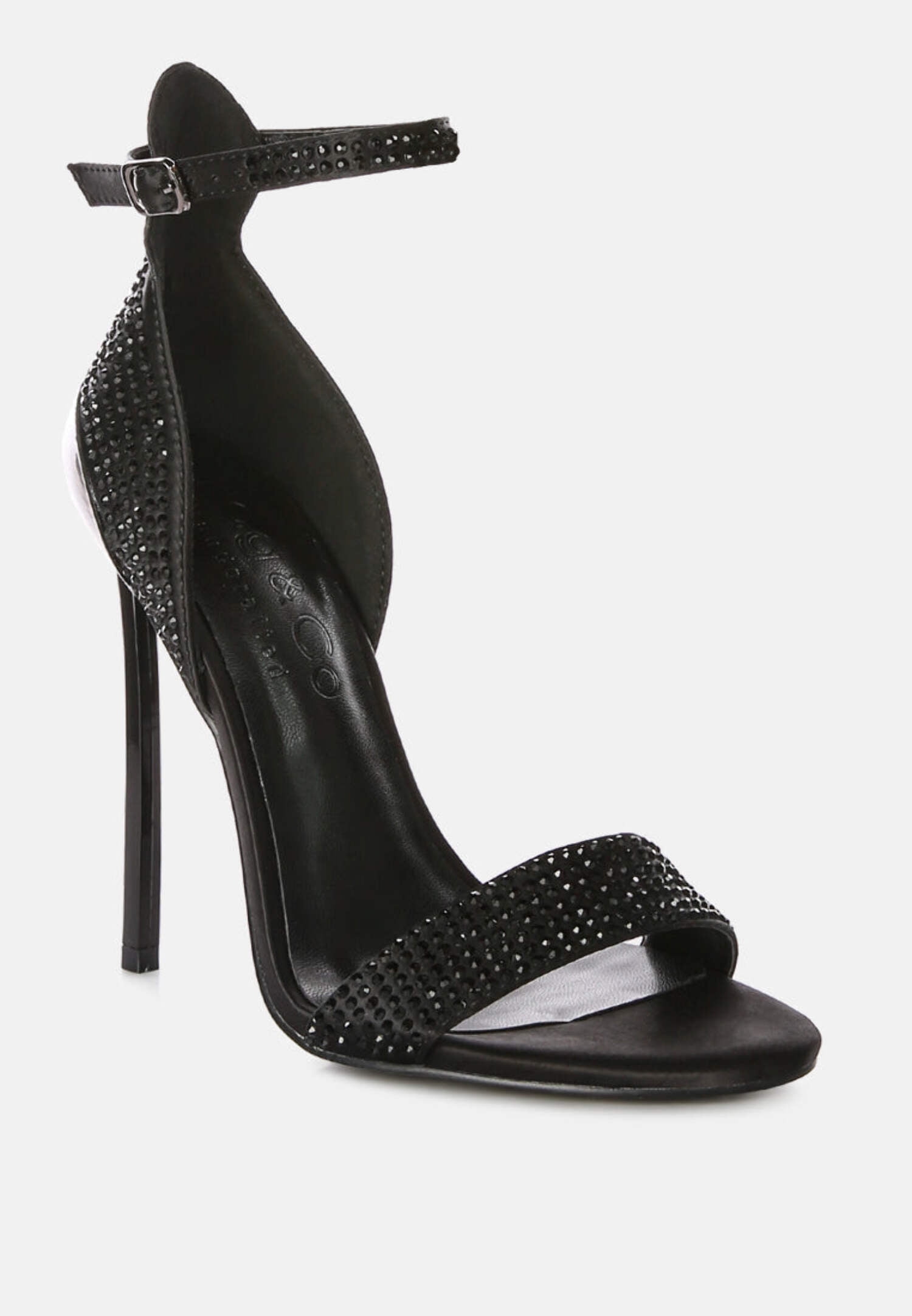 MAGNATE Black Rhinestone Embellished Stiletto Sandals - Walmart.com