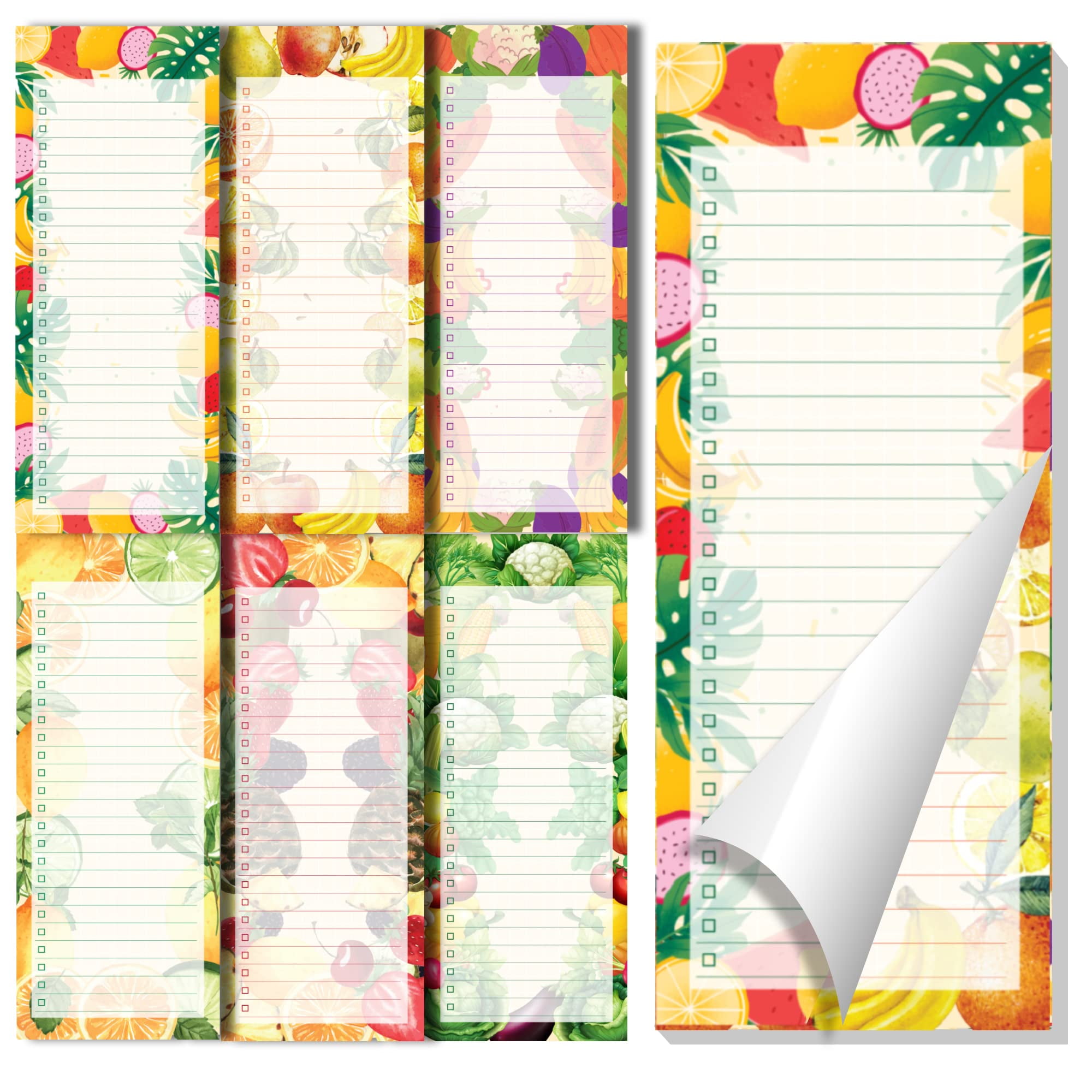 MAGNETIC BACK NOTEPADS (6 PACK) FOR SHOPPING LISTS, TO-DO LISTS ...